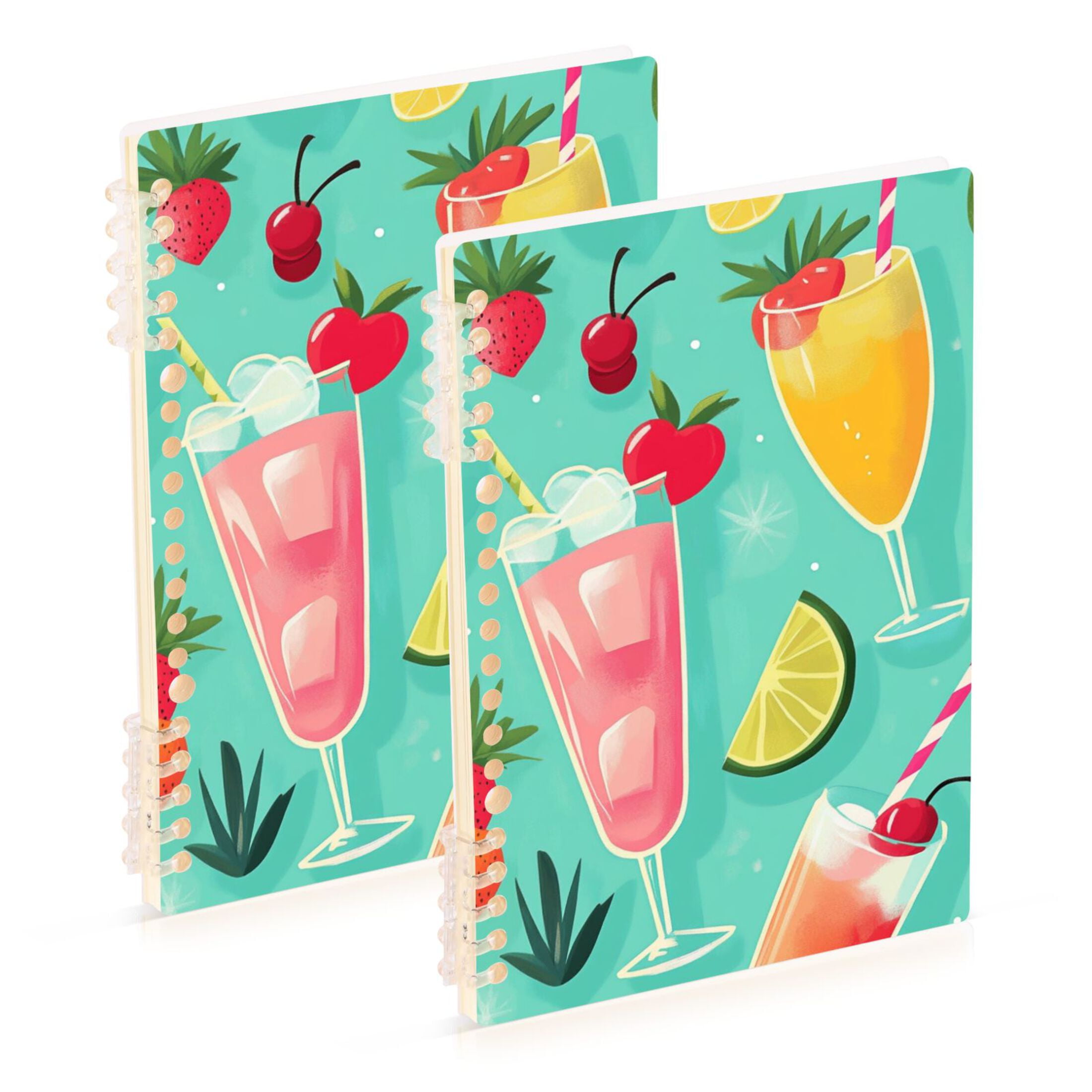 Iced Cocktails Cartoon Fruits Tropical Notebook Detachable Coil ...