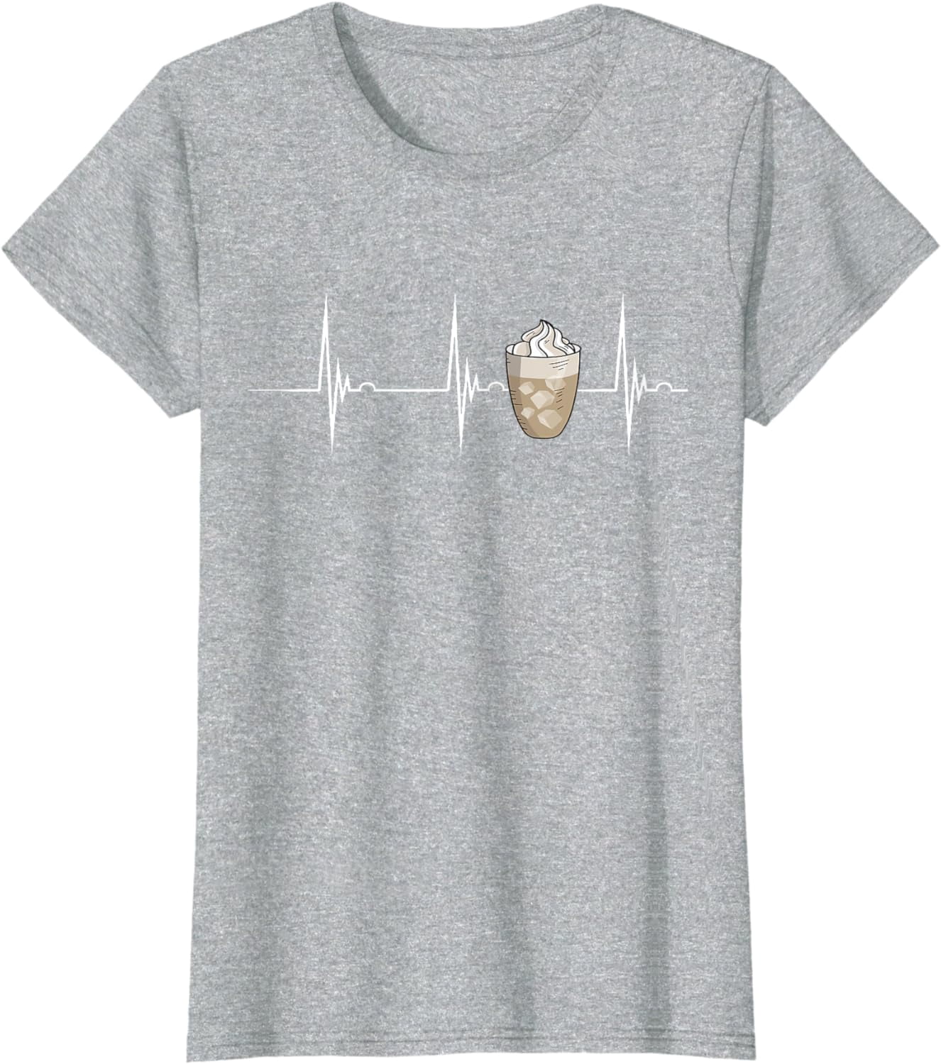 Iced Coffee Lover Heartbeat EKG Pulse Coffee Cup Cappuccino T-Shirt ...