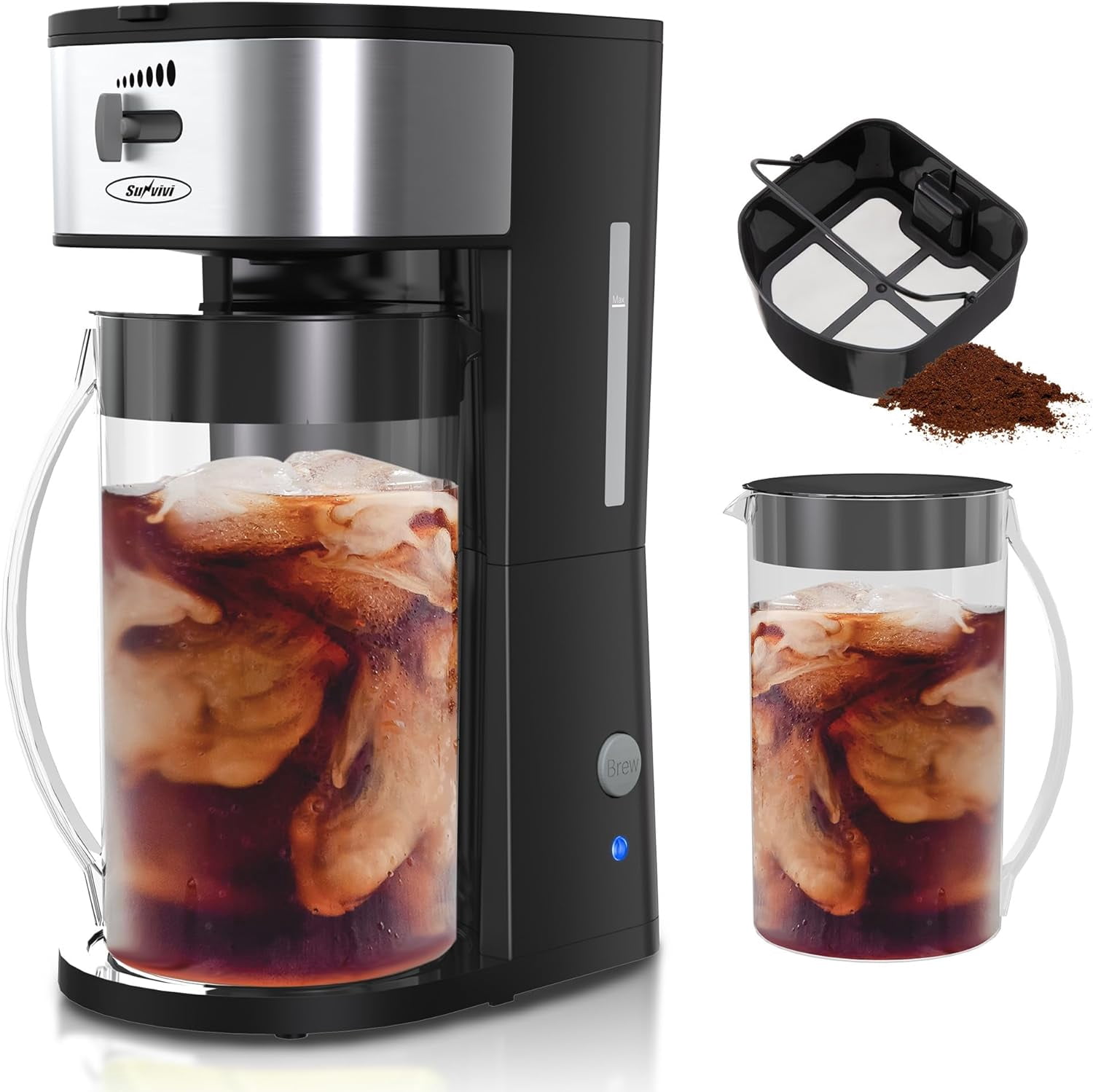Iced Coffee Maker, Single Serve Coffee Maker with 3 Brewing Options for ...
