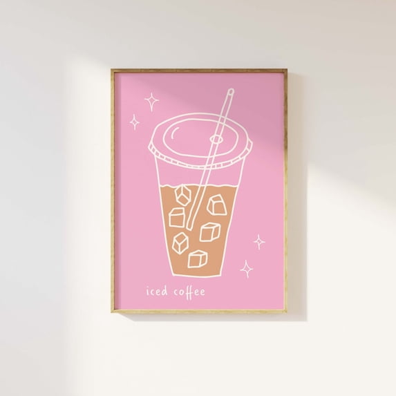 Iced Coffee Poster Cute Retro Bar Cart Decor Poster, Unframed Size ...