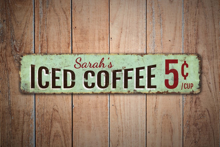 Iced Coffee Sign Iced Coffee Decor Vintage Style Sign Iced Coffee 5 ...