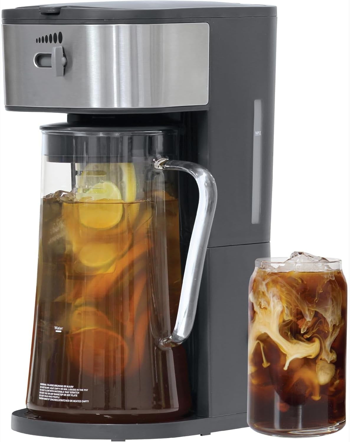 Iced Coffee Tea Maker With Reusable Filter Basket, 3 QT Pitcher, Iced ...