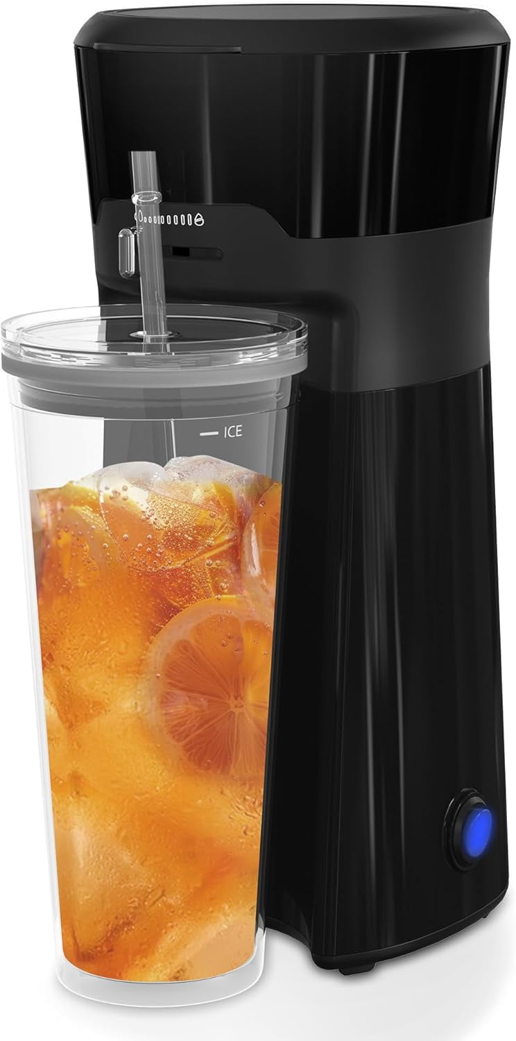 Iced Coffee and Tea Maker with Reusable Coffee Filter and Portable 20oz ...
