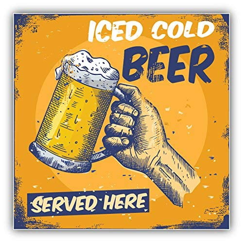 Iced Cold Beer Slogan Art Decor 5'' X 5'' Magnet Vinyl Magnetic Sheet ...