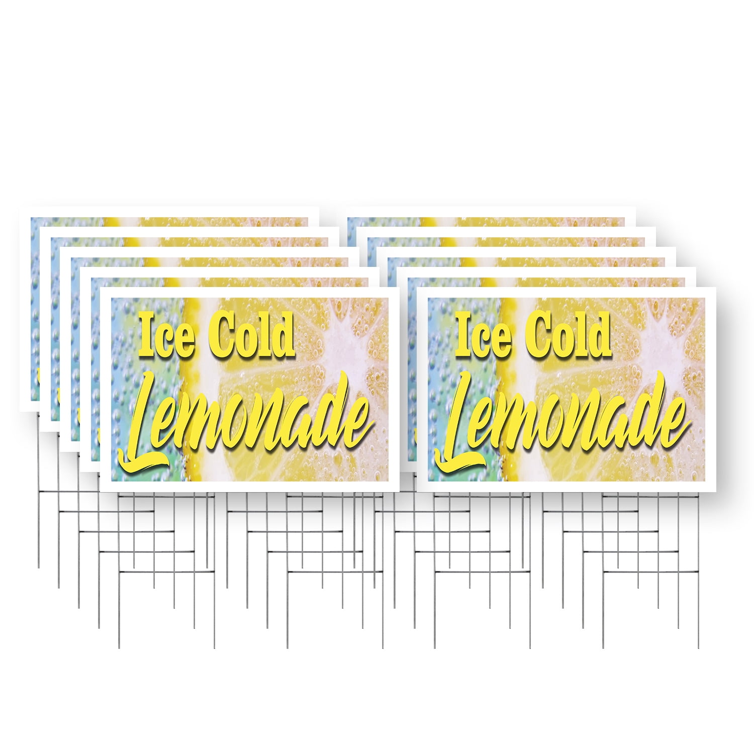 Iced Cold Lemonade Yard Sign 10 Pack of 24 Inch x 36 Inch Double Sided ...