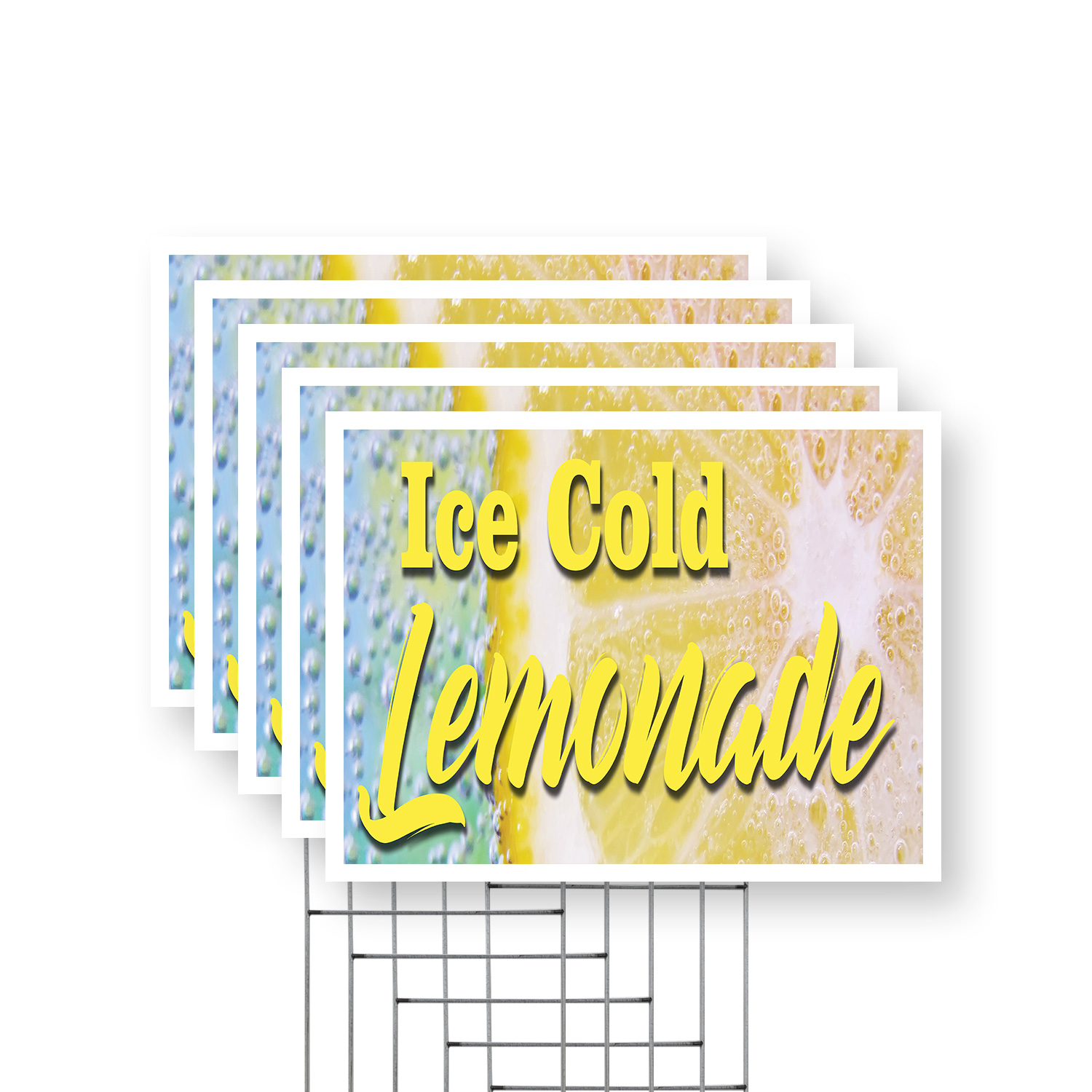 Iced Cold Lemonade Yard Sign 5 Pack of 12 Inch x 16 Inch Double Sided ...