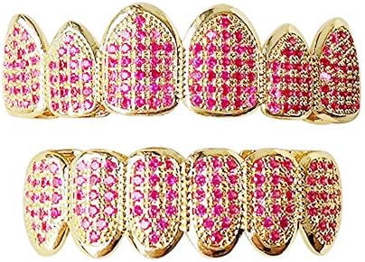 Iced Out Diamond Teeth Grillz for Men Women, Hip Hop Silver Grills for ...