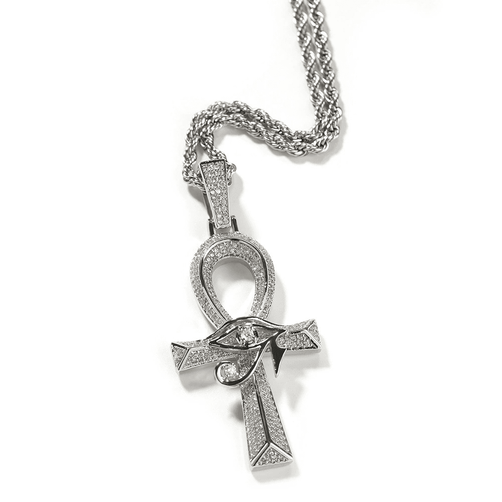 Iced Out Eye of Horus Ankh Cross Pendant Ancient Egyptian Necklace ...