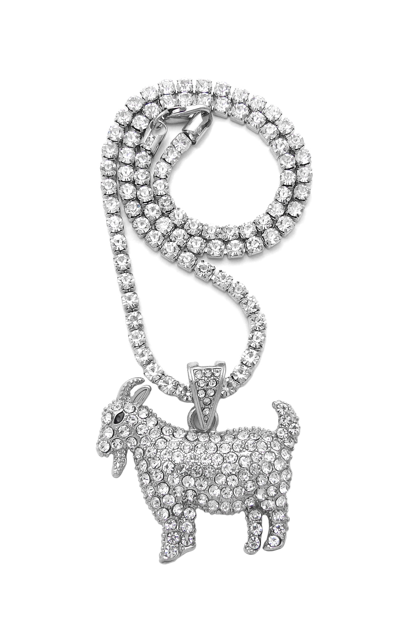 Iced Goat Pendant 3.5mm/16",18",20" Rhinestone Chain Hip Hop Necklace ...
