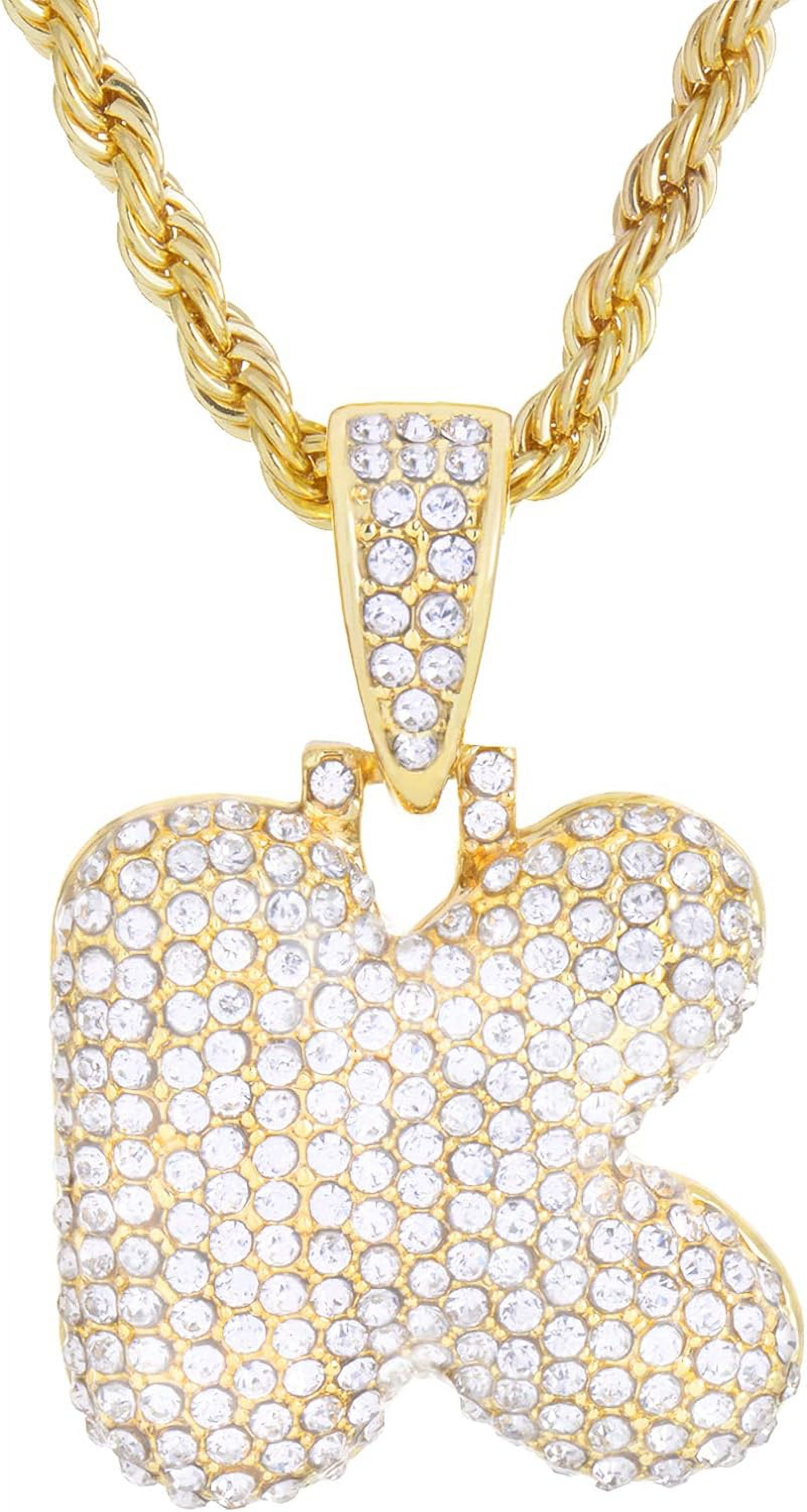 Iced Hip Hop A - Z Initial Bubble Letter 14K Gold Plated Real Feel ...