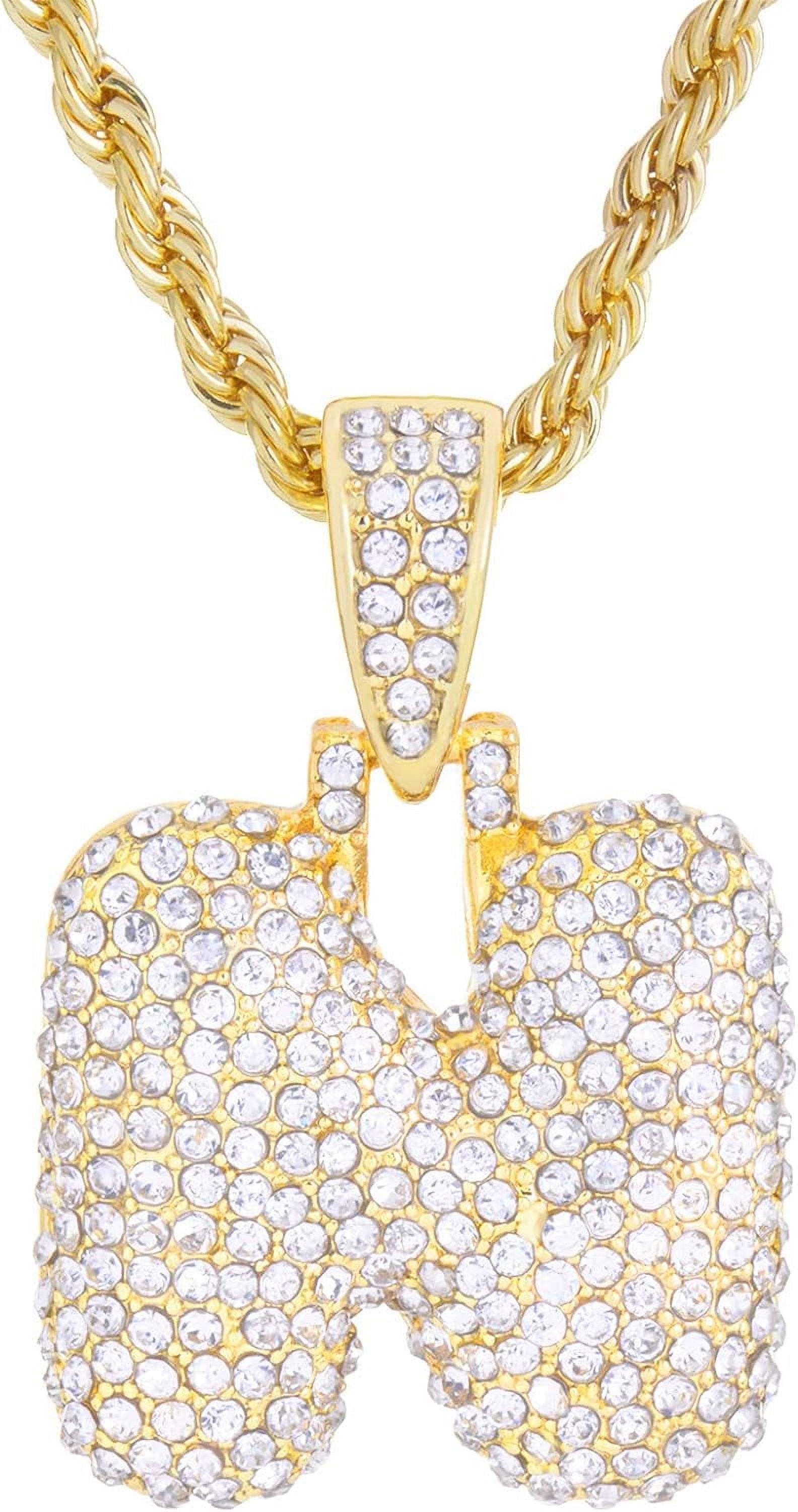 Iced Hip Hop A - Z Initial Bubble Letter 14K Gold Plated Real Feel ...