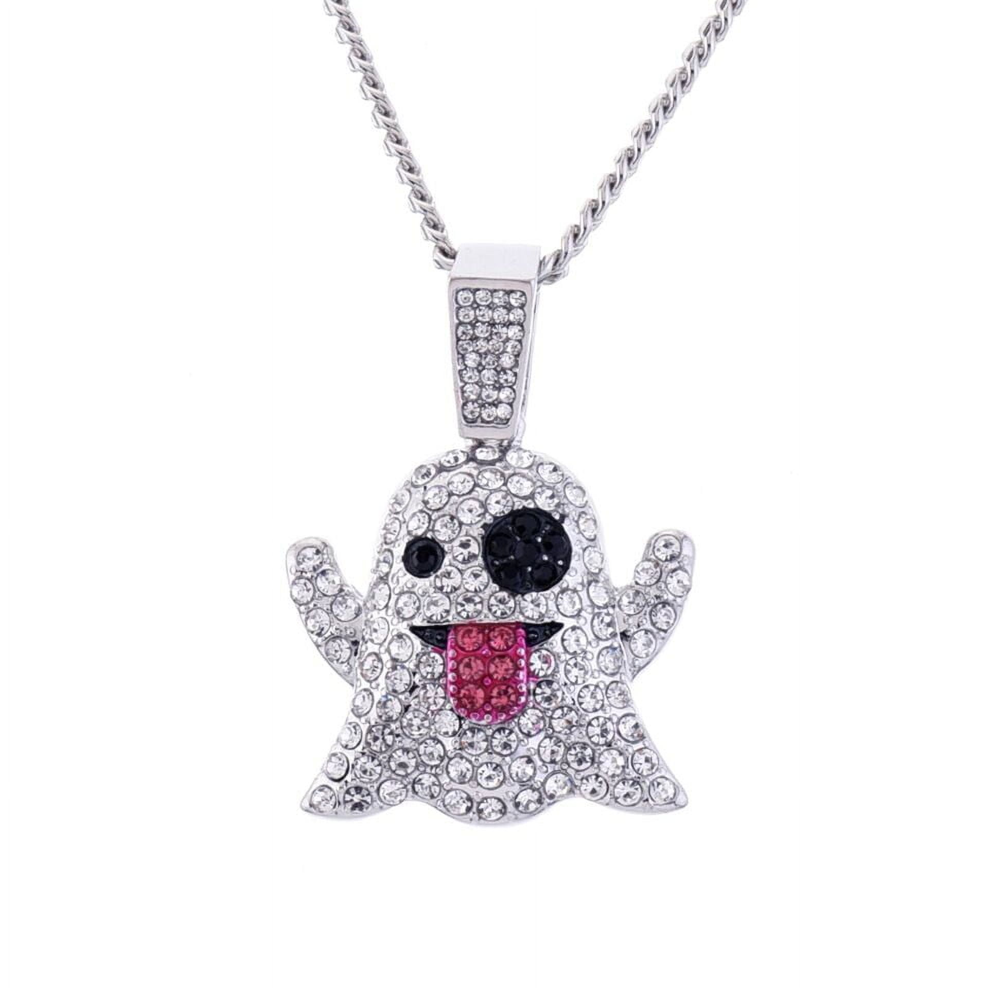 Iced Hip Hop Ghost Emoji Gold / Silver Plated Pendant 20" Cuban Chain Necklace CP 1738 S ...