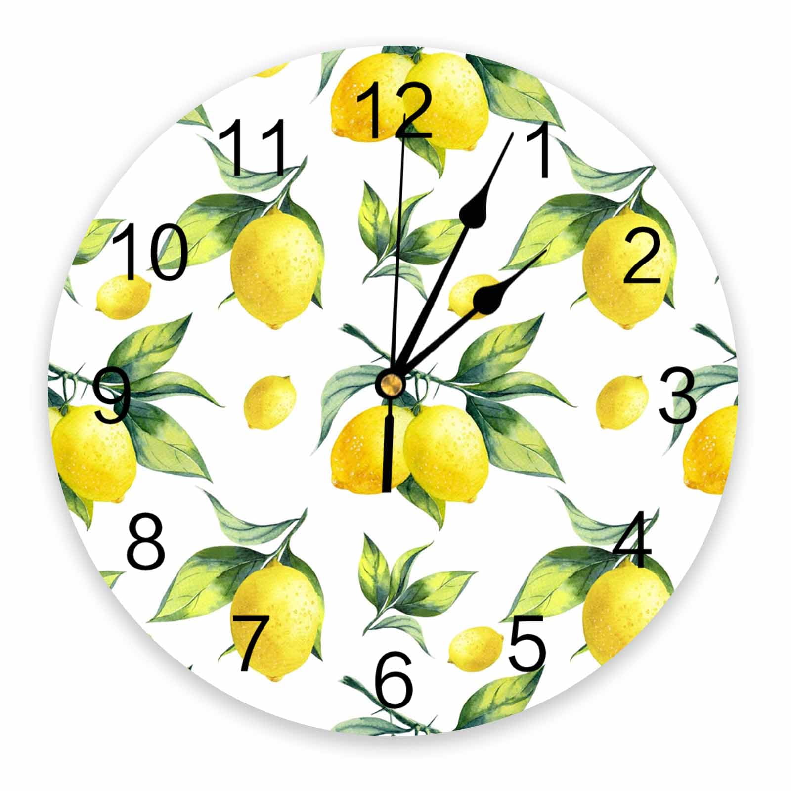 Iced Lemon Lime Fruit Decorative Round Wall Clock Arabic Numerals ...