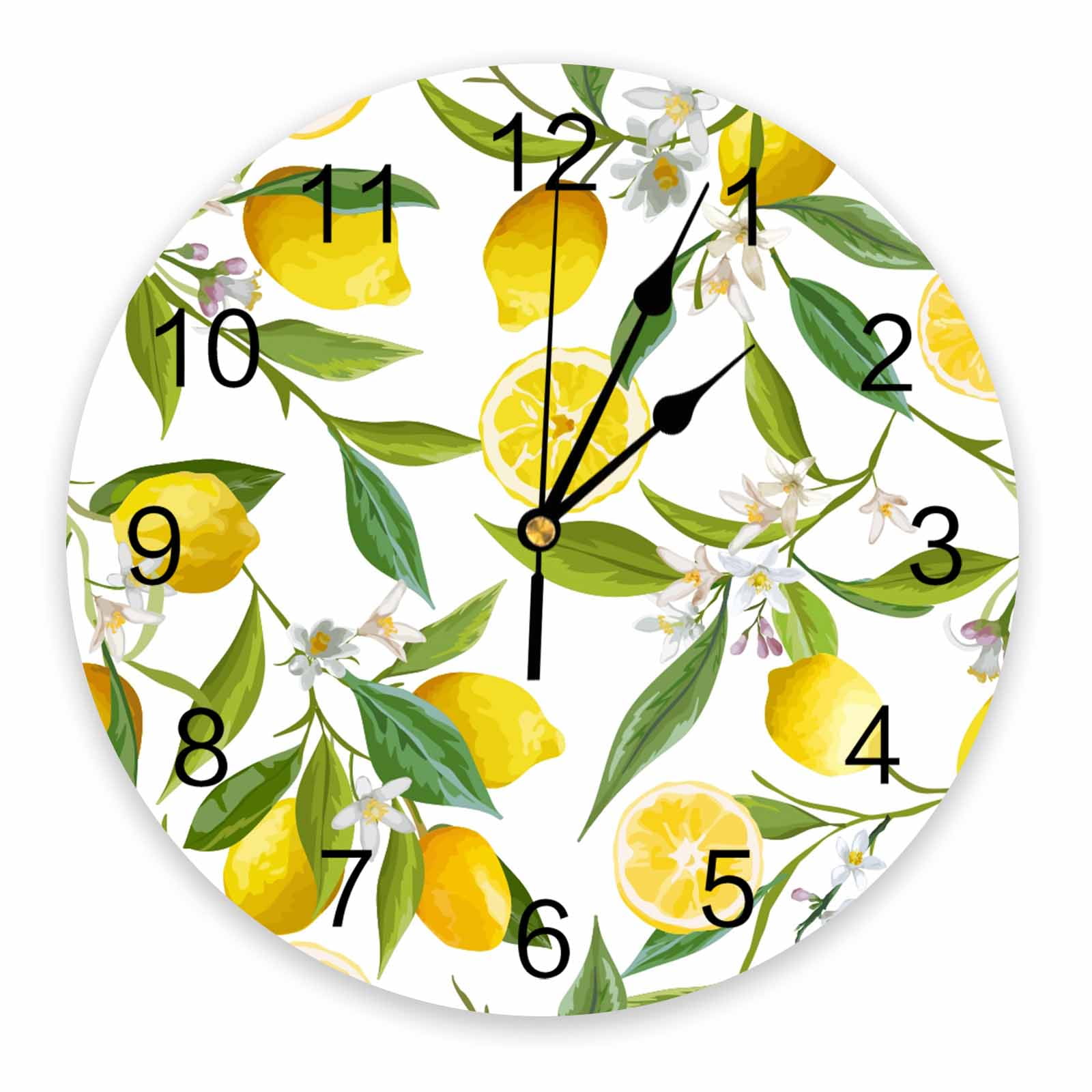 Iced Lemon Lime Fruit Decorative Round Wall Clock Arabic Numerals ...