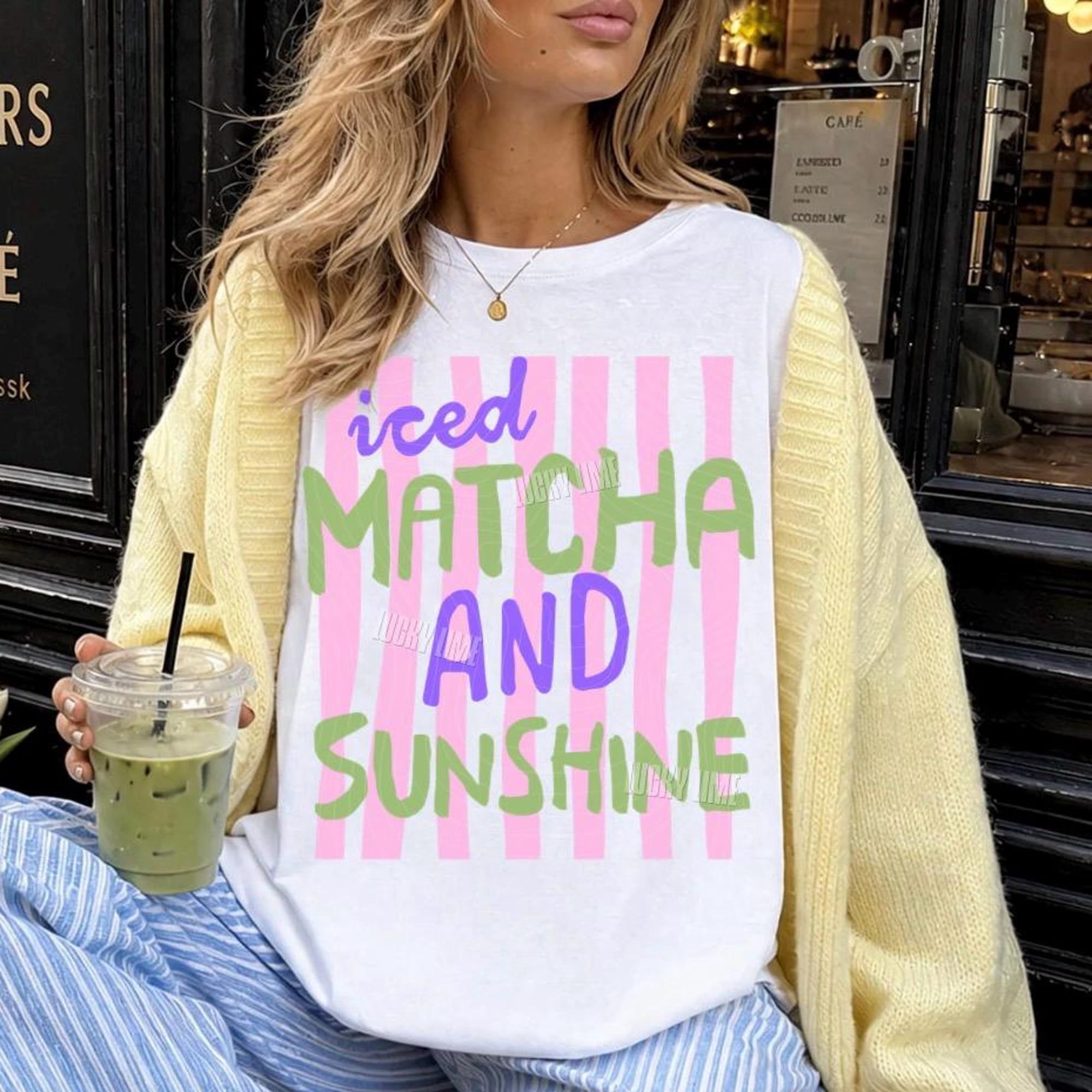 Iced Matcha and Sunshine Shirt Matcha Lover Matcha Drink Shirt Summer ...