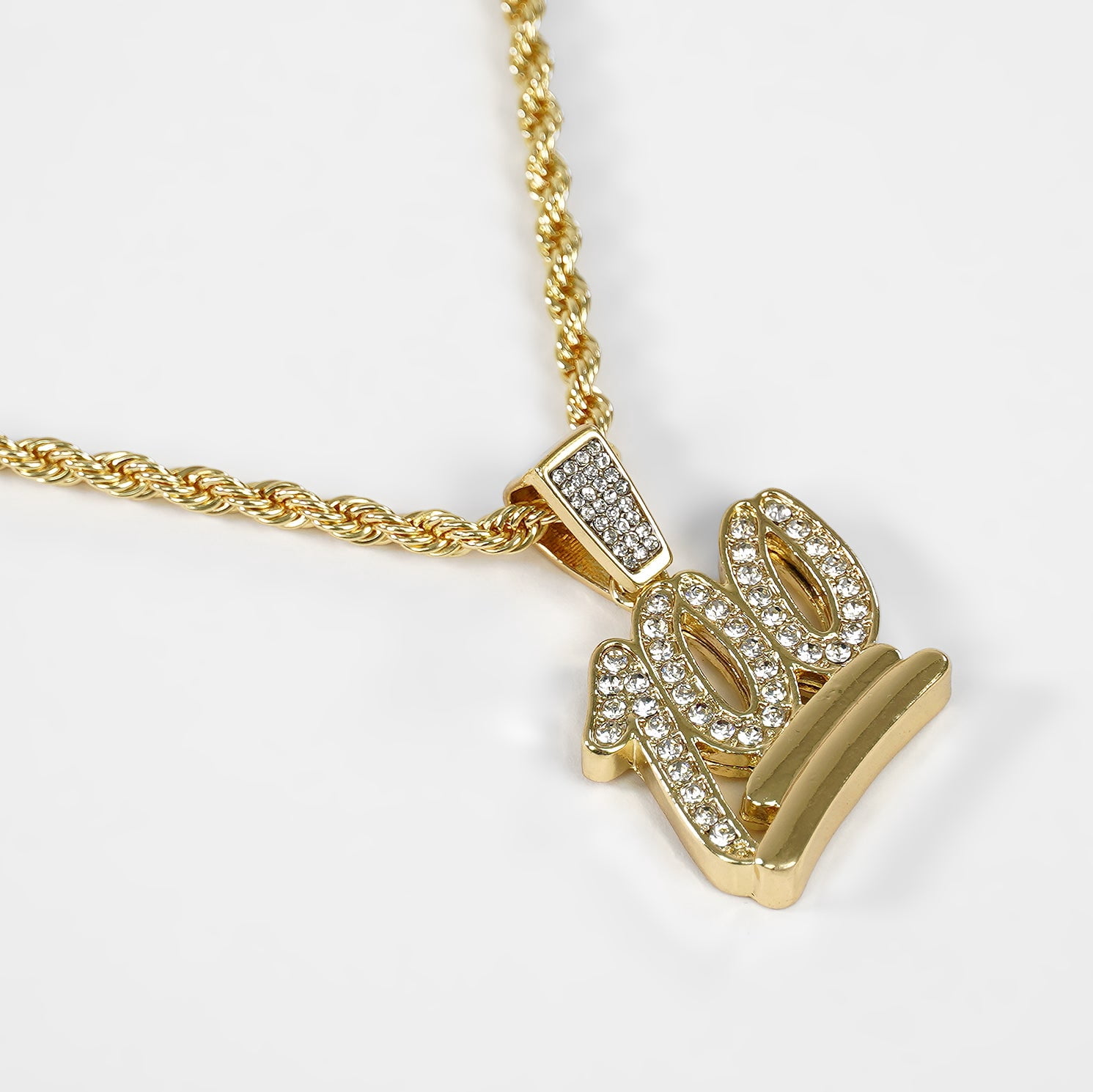 Iced Out 100 Emoticon Pendant with 3mm Rope Chain - Walmart.com