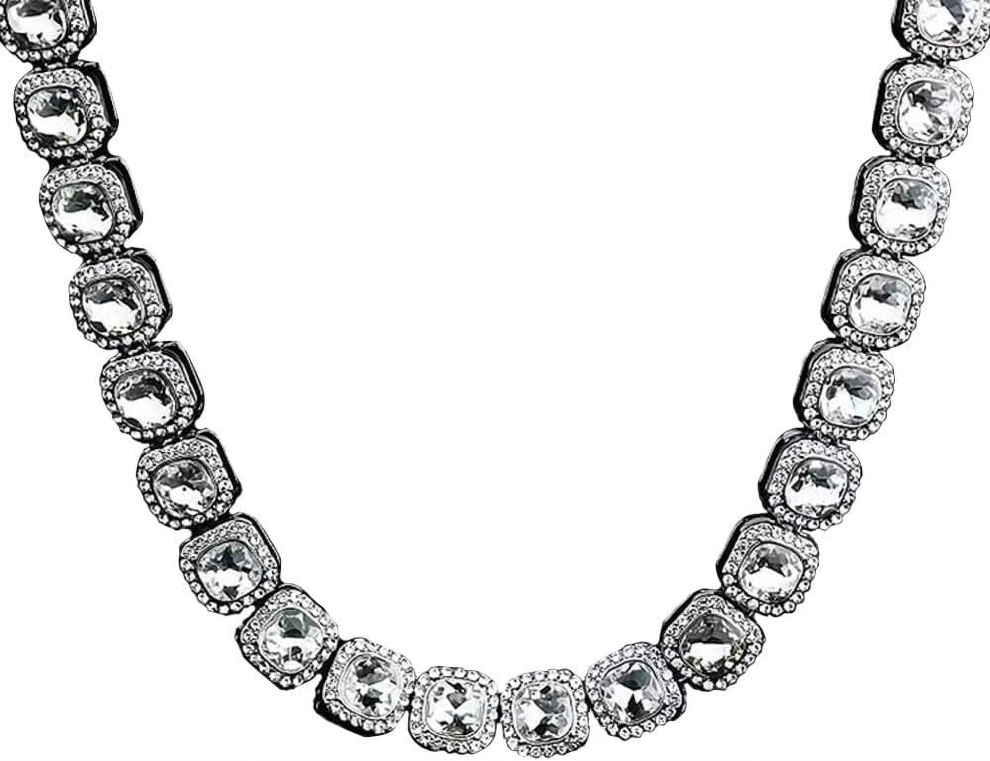 Iced Out 12mm Square Diamond Cuban Link Tennis Chain Micro Pave Cubic Zicron Rhinestone Necklace For Men Women 20 Inches Walmart