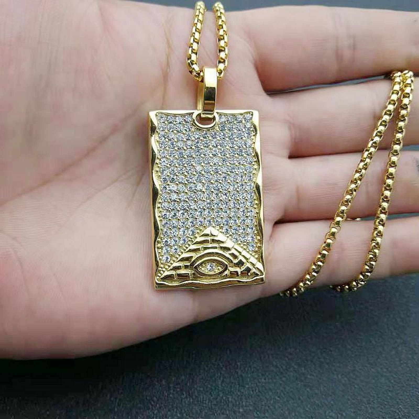 Iced Out Ancient Egyptian God Eye of Horus Ankh Cross 14K Yellow Gold ...