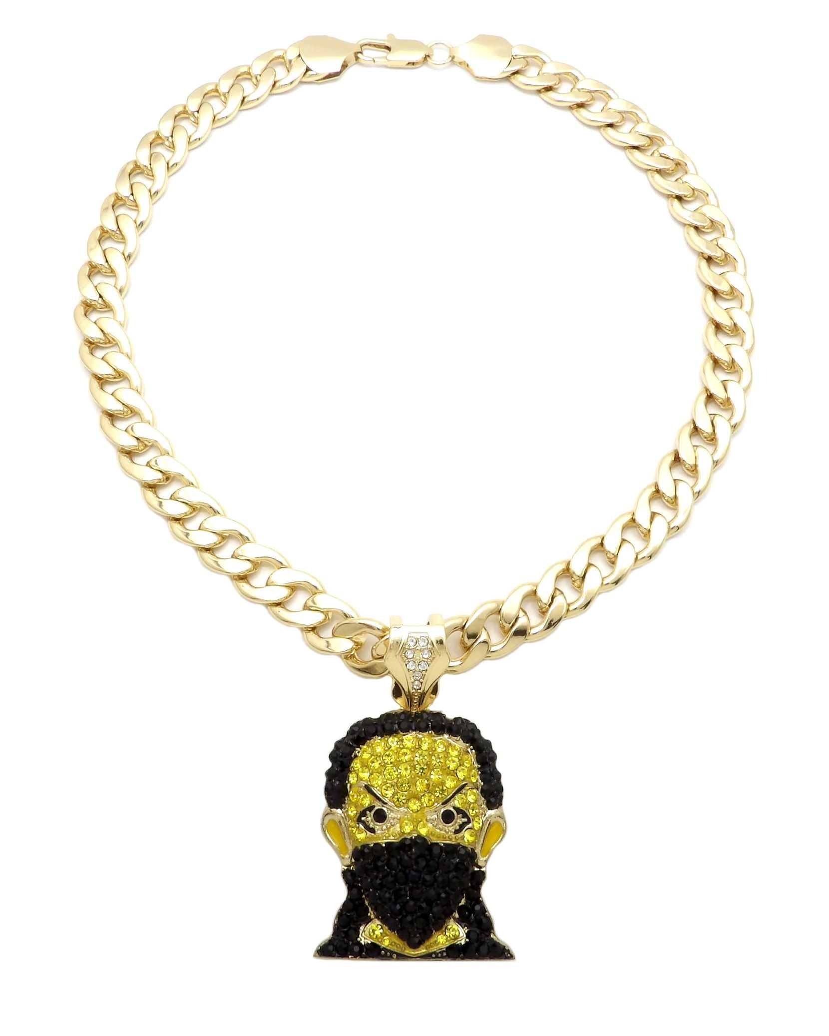 Iced Out Black Goon Mask Man Pendant with 11mm Cuban Chain Necklace ...