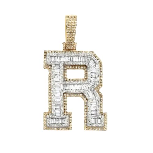 Iced Out Diamond Men's Hip Hop Bling Rapper Name Initial Charm Lucky ...