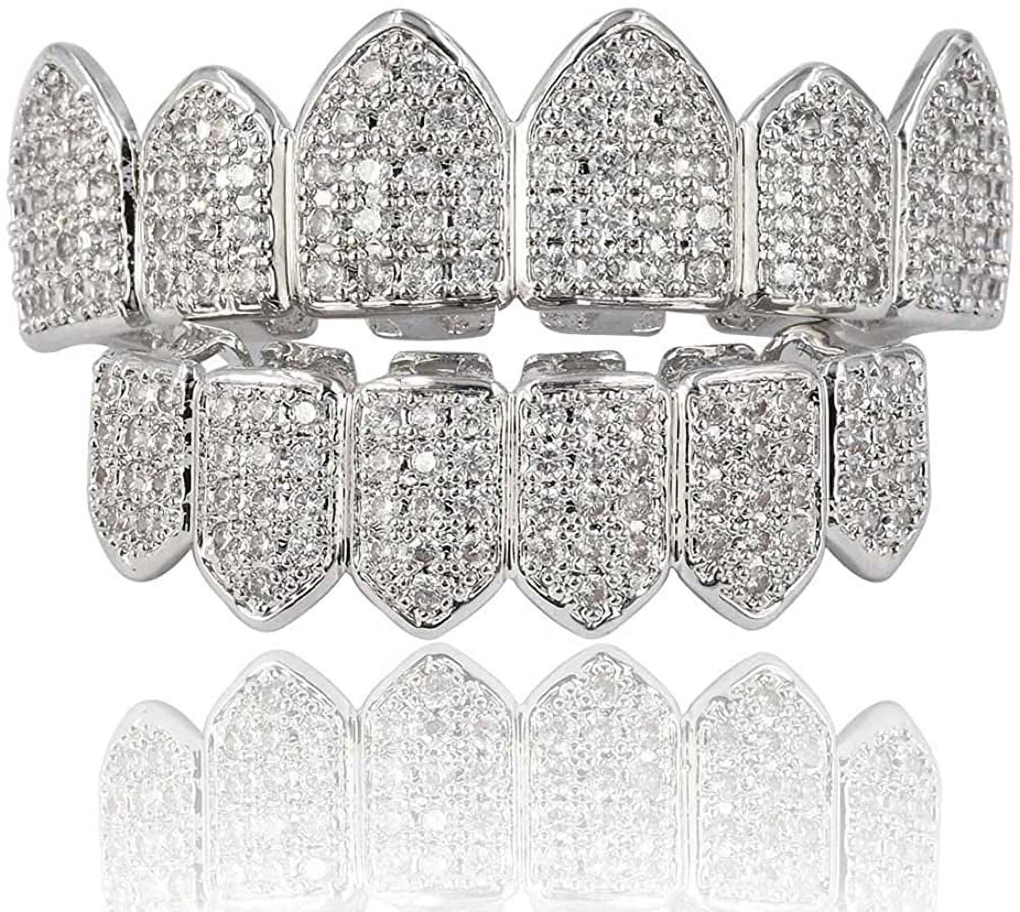 Iced Out Diamond Teeth Grillz for Men Women,Gold Grills for your teeth ...