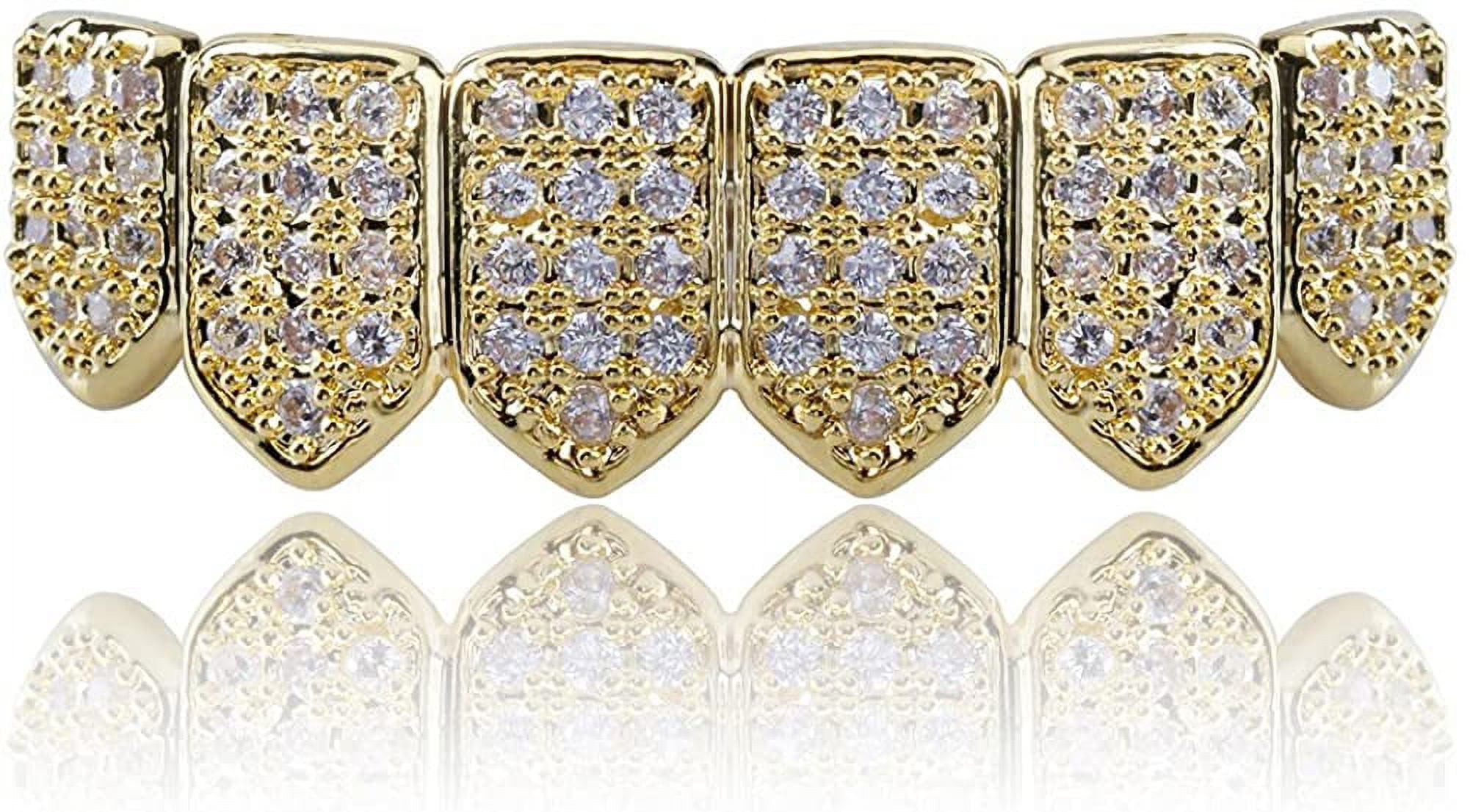 Iced Out Diamond Teeth Grillz for Men Women,Gold Grills for your teeth ...