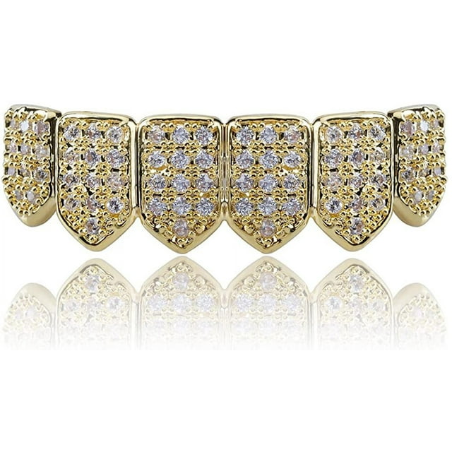 Iced Out Diamond Teeth Grillz for Men Women,Gold Grills for your teeth ...