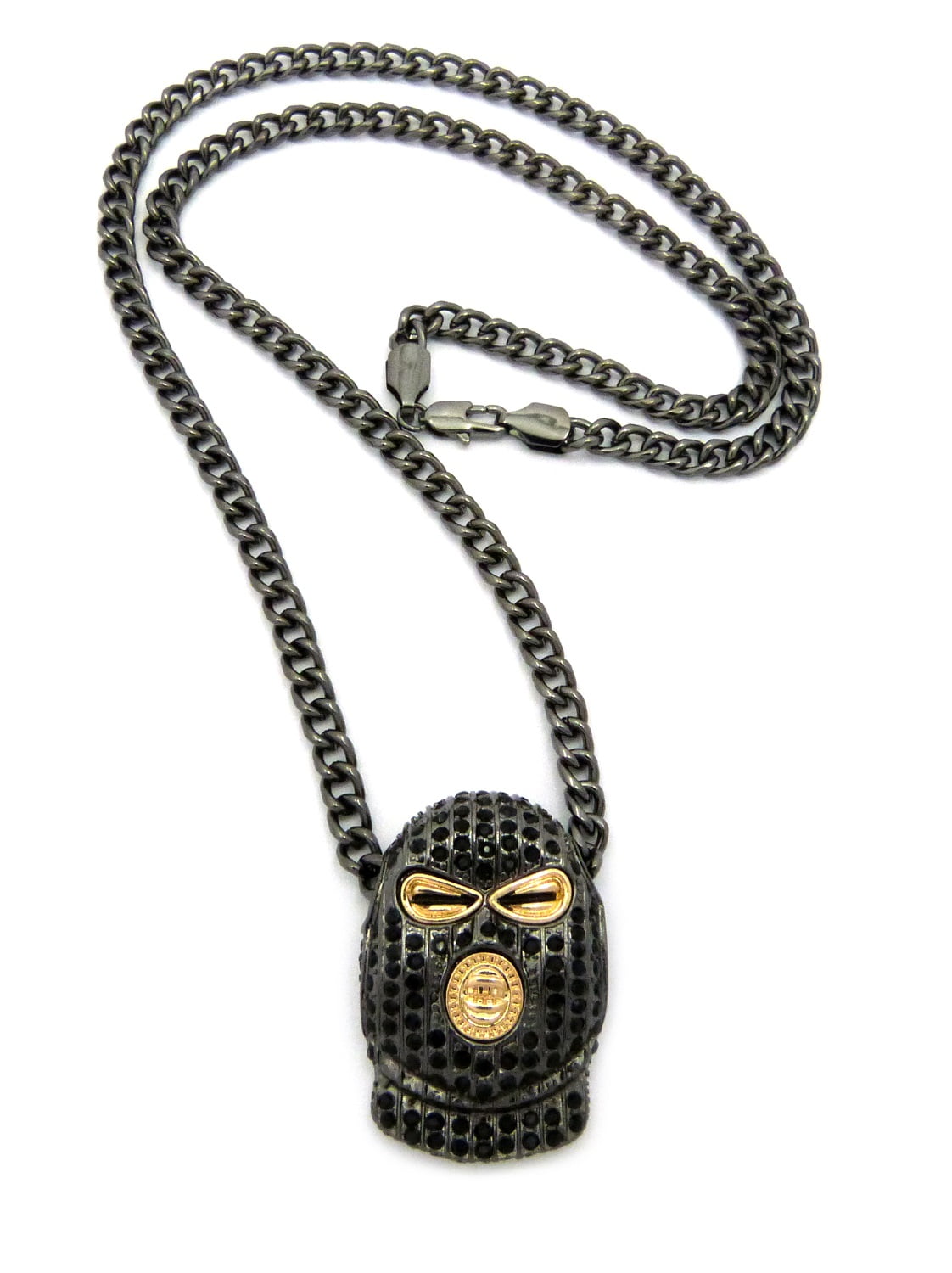 Iced Out Goon Ski Mask Man Pendant with 5mm 61cm Cuban Chain Necklace ...