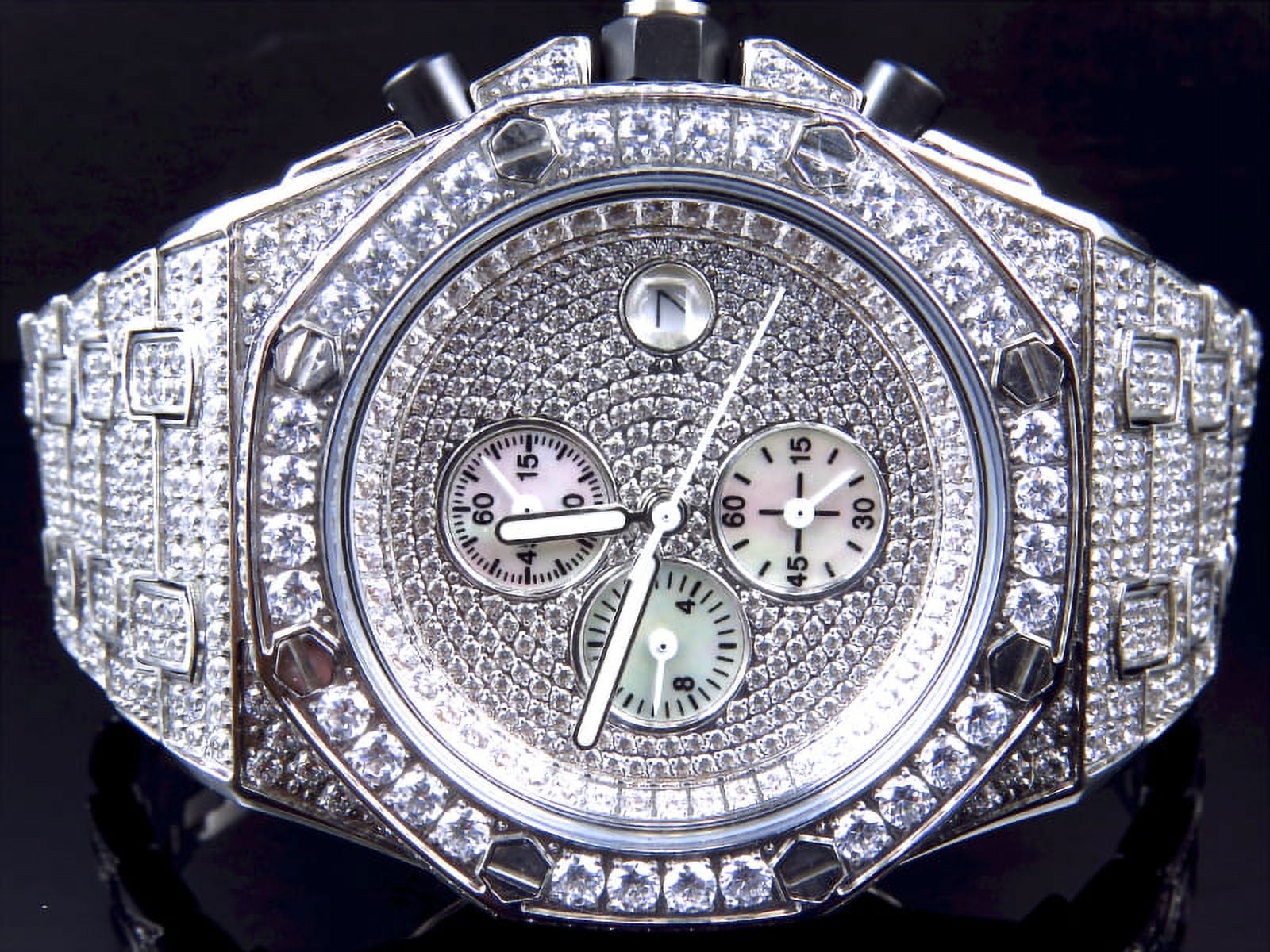 Iced Out Stainless Steel Simulated Diamond Watch - Walmart.com