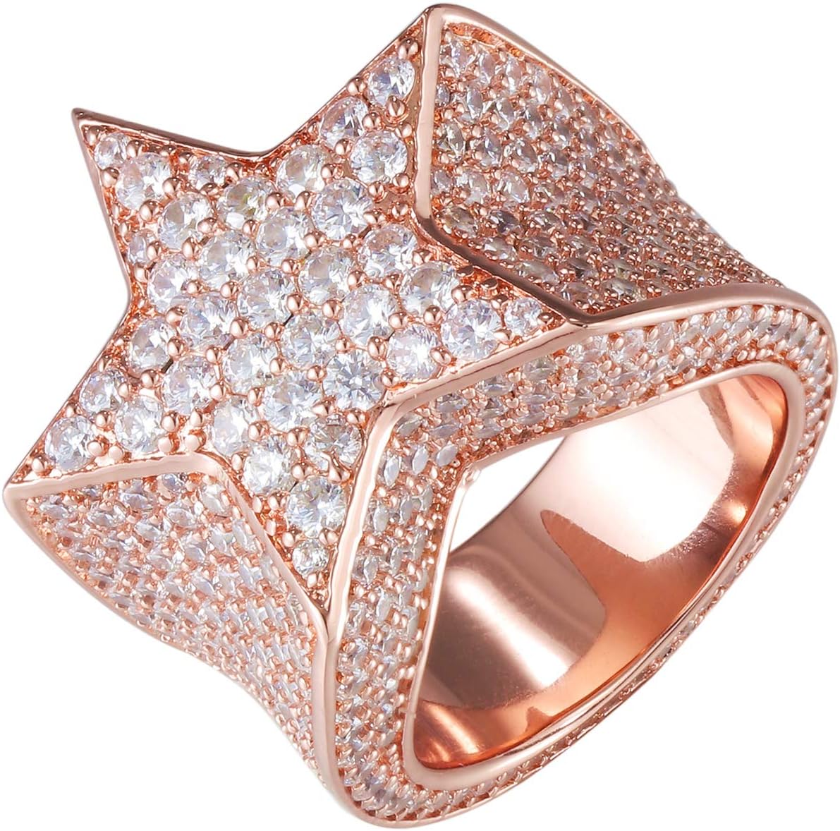 Iced Out Star Pinky Ring - 18K Gold, Rose Gold Or White Gold Plated ...