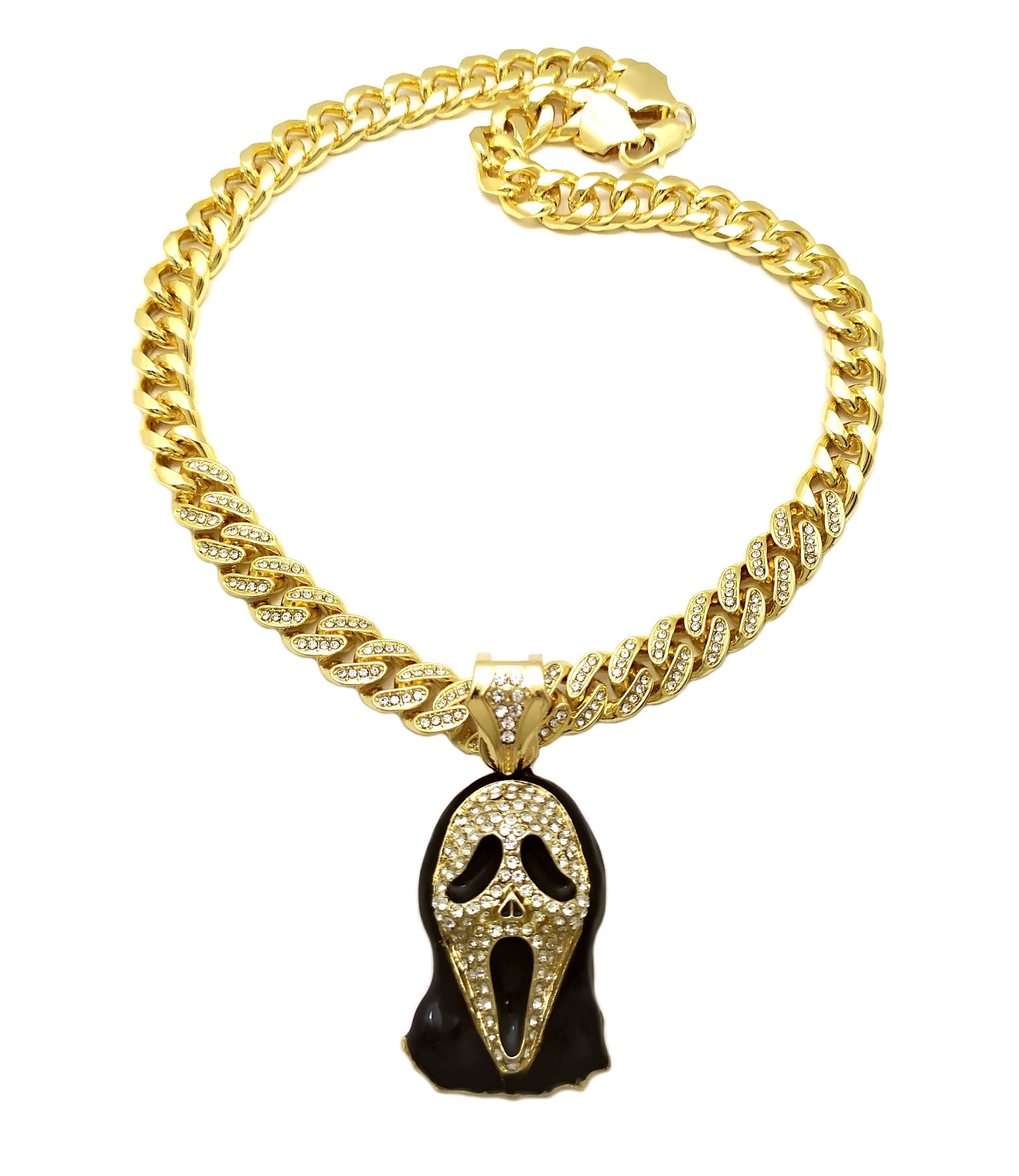 Iced Scream Mask Pendant 12mm/18",20" Ice Bling Miami Cuban Chain ...