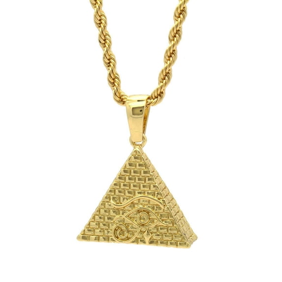 Iced Simulated Diamond 14K Gold Plated Egyptian Eye of Horus Pyramid ...