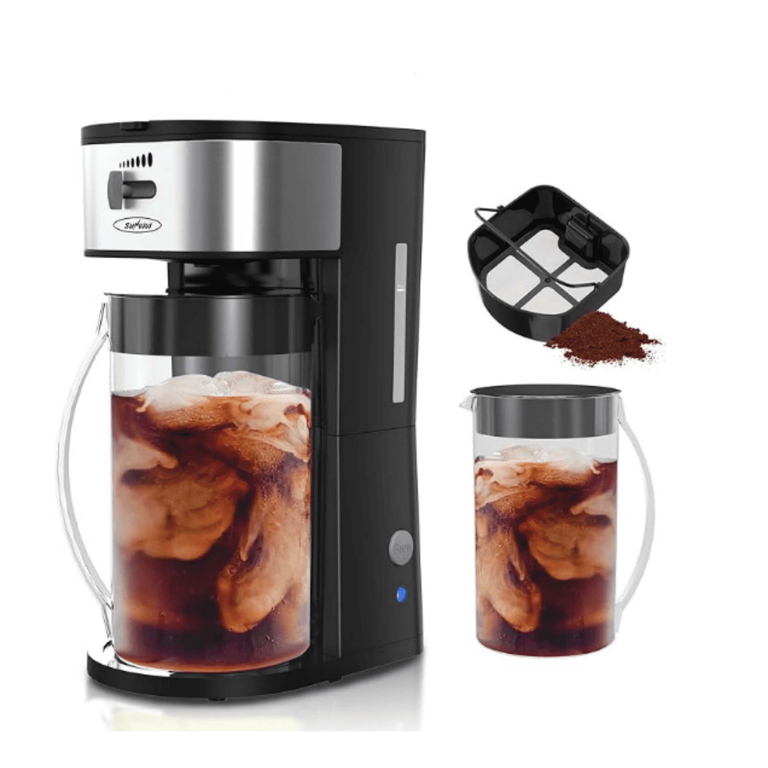 Iced Tea Maker with Pitcher, Iced Coffee Brewing Maker for Ground ...