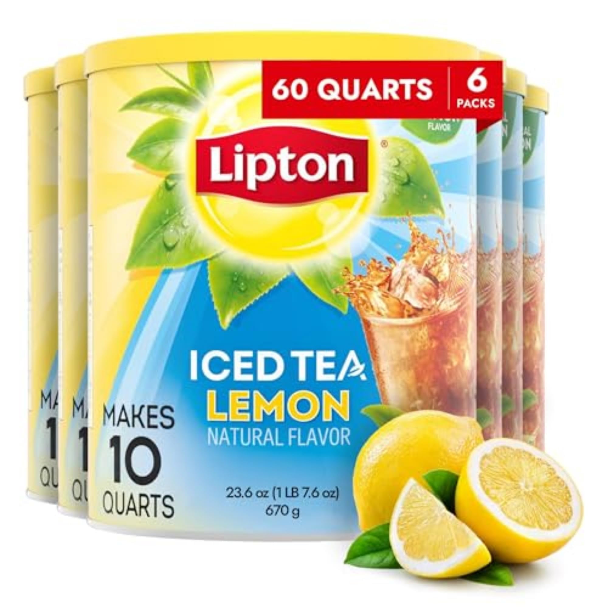 Iced Tea Mix, Lemon Sweetened Iced Tea, Makes 10 Quarts (Pack of 6 ...