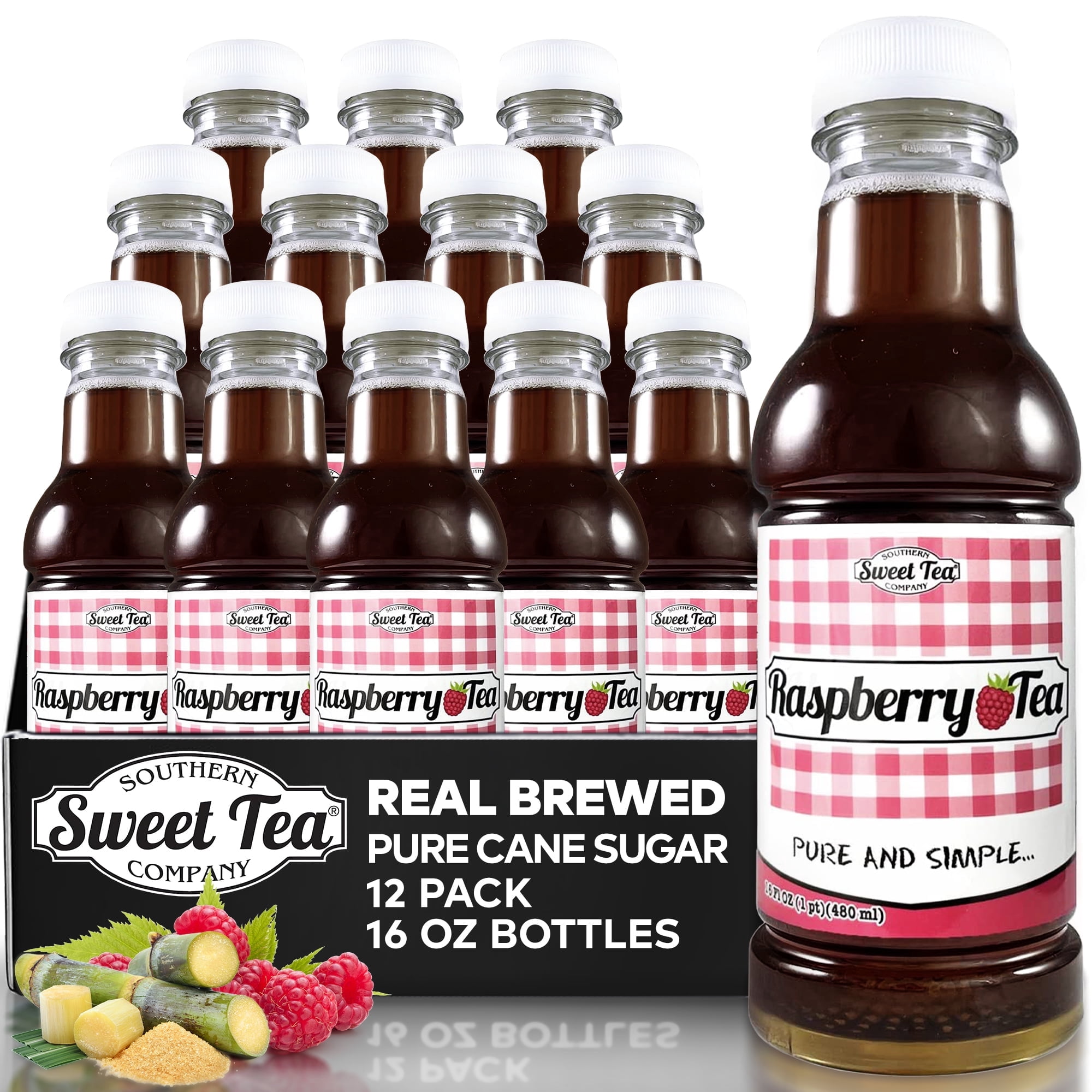 Iced Tea Raspberry Real Brewed, Pure Cane Sugar, Caffeinated All ...