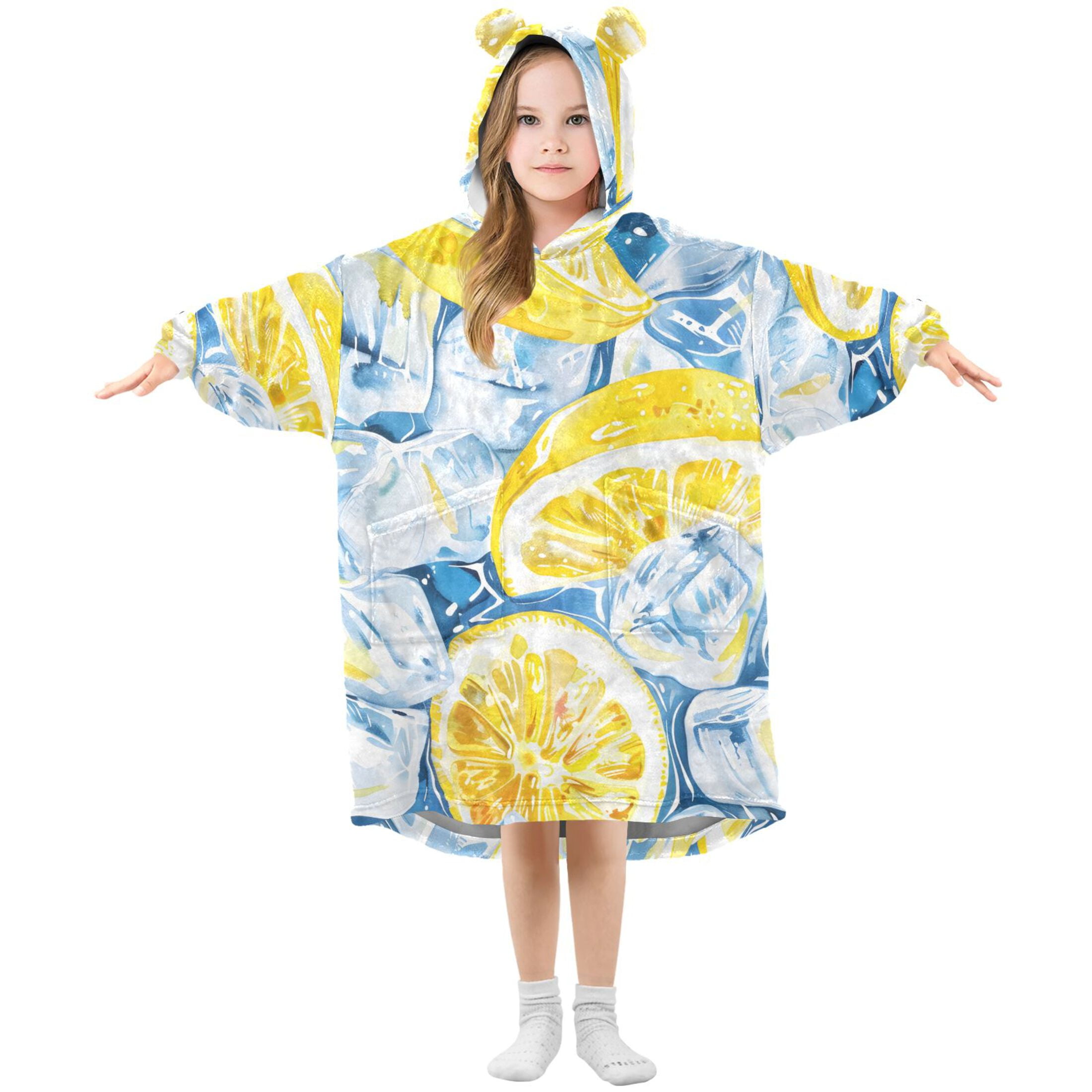 Iced and Lemon Hand Painted Flannel Wearable Blankets Hooded Design ...