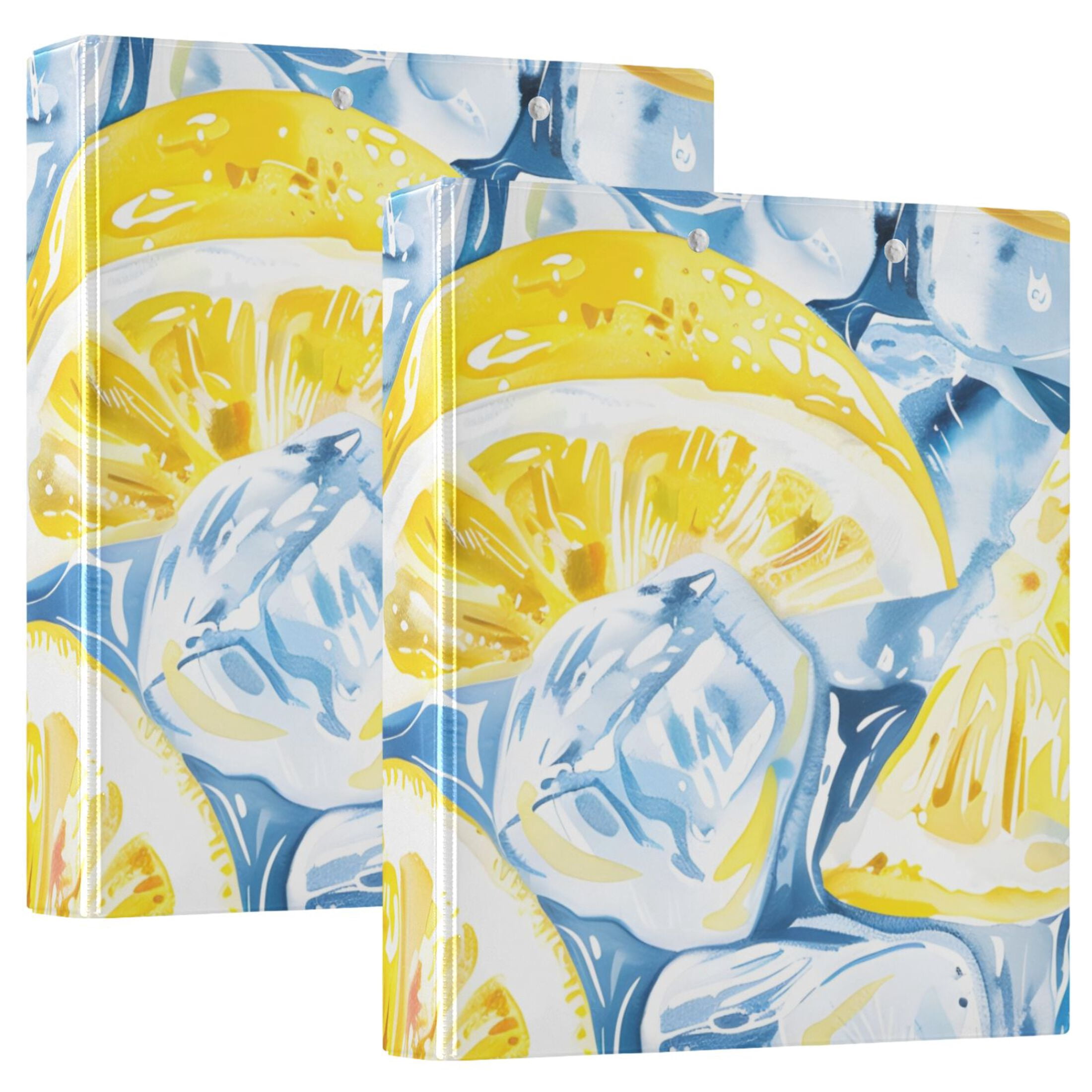 Iced and Lemon Hand Painted Round Ring Binder 3 Rings 1.5" Capacity ...