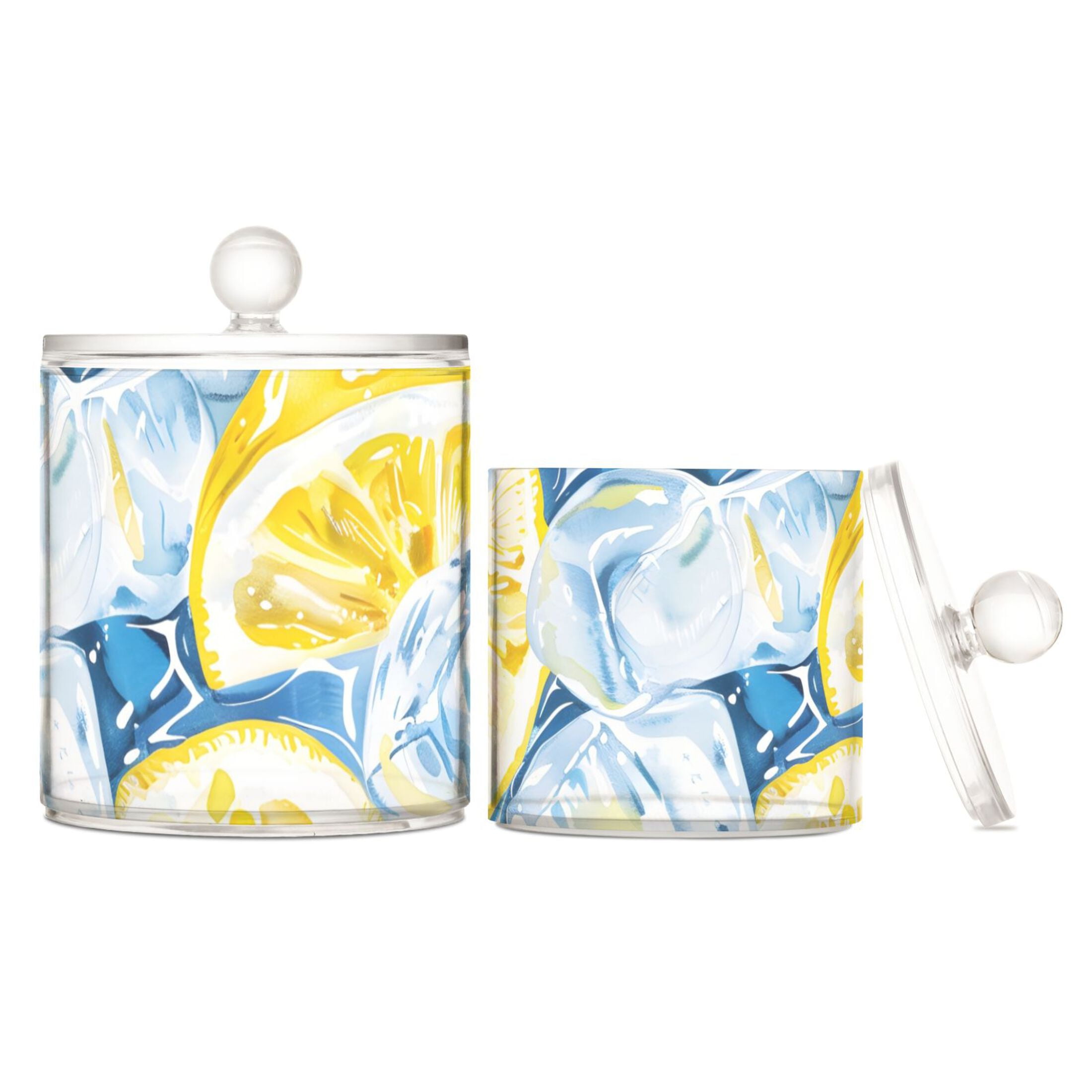 Iced and Lemon Hand Painted Translucent Plastic Cans Storage Canisters ...