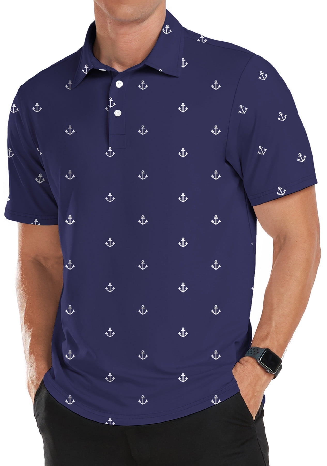 Iceglad Men's Short Sleeve Dry Fit Golf Polo Shirt with Print Moisture ...