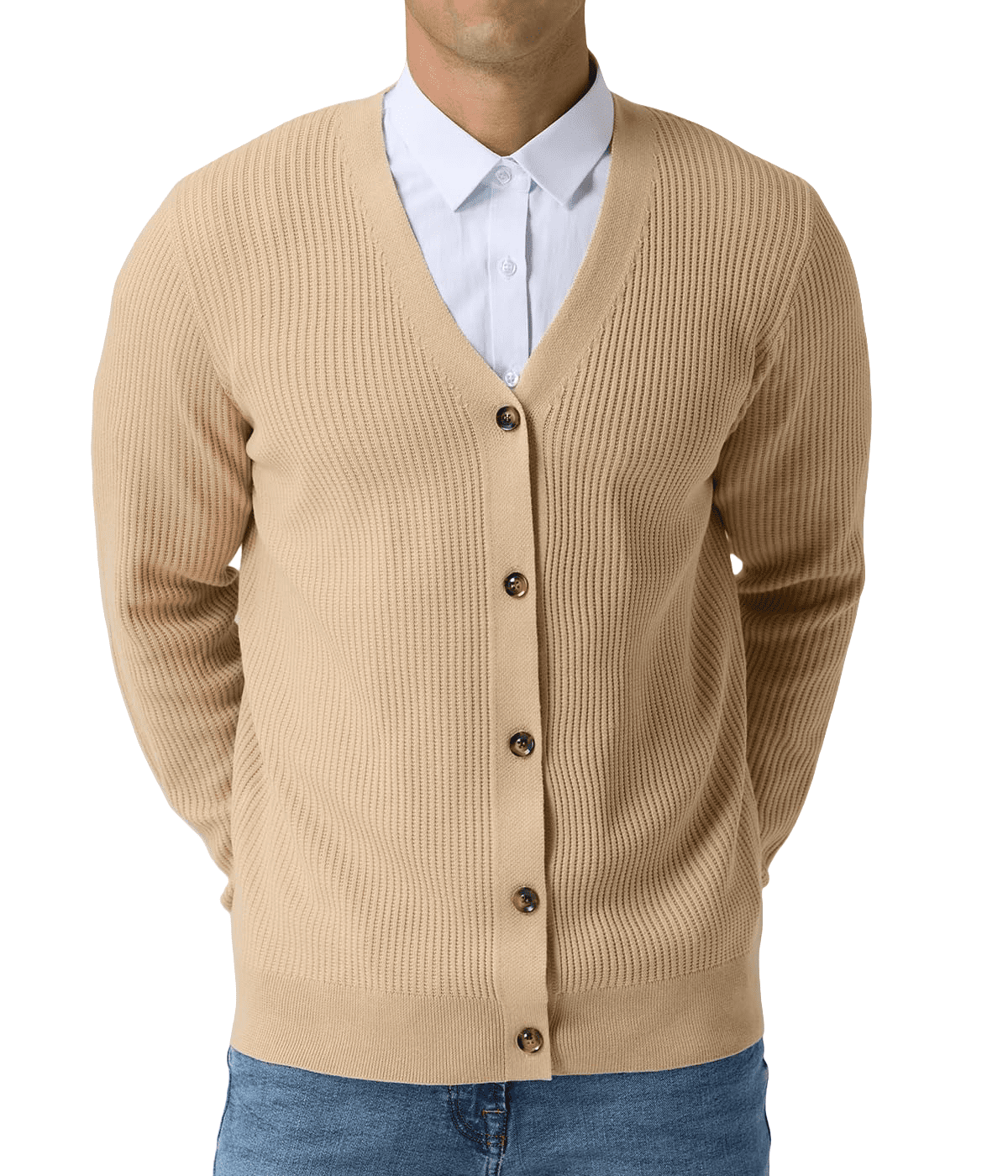 Iceglad Mens Cardigan Sweaters V-Neck Long Sleeve Soft Slim Fit Casual ...