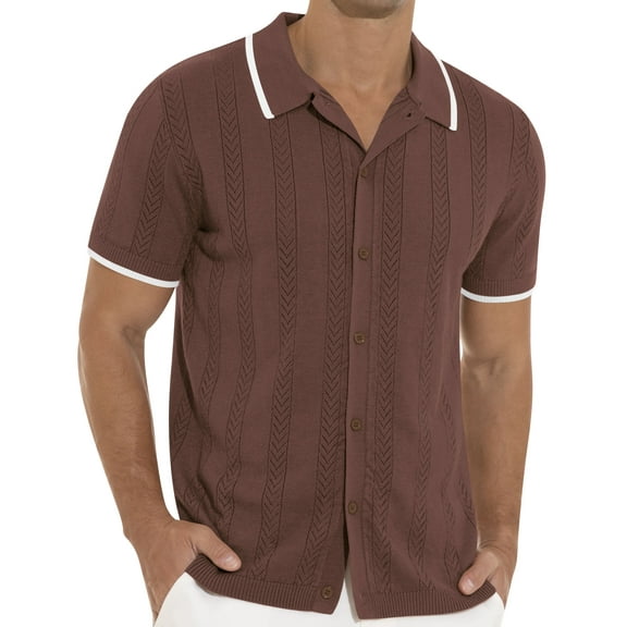 Men's Casual Shirt Short Sleeve Vintage Bowling Shirt Cuba Beach Summer ...