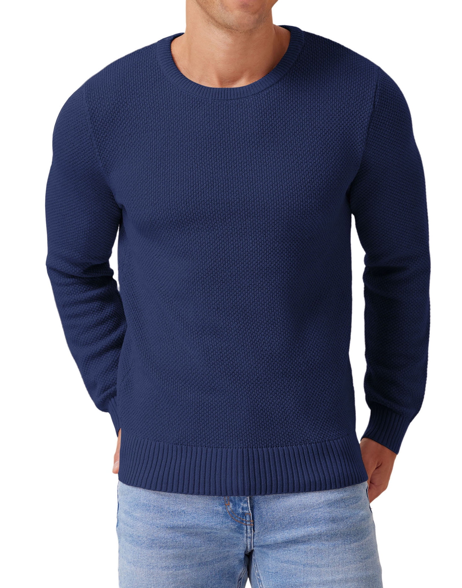 Iceglad Men's Crewneck Sweater Soft Casual Classic Pullover Knitwear ...