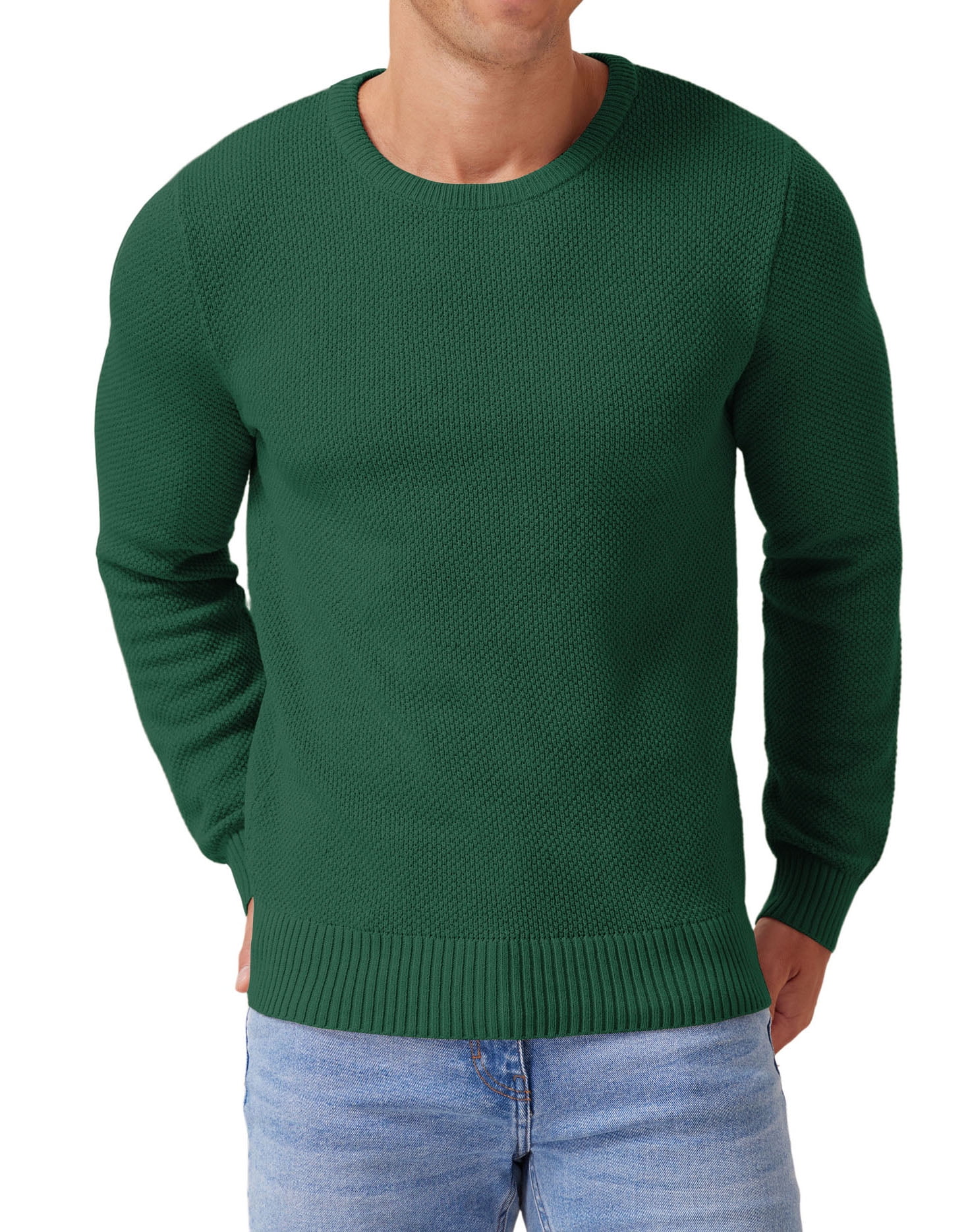 Iceglad Men's Crewneck Sweater Soft Casual Classic Pullover Knitwear ...