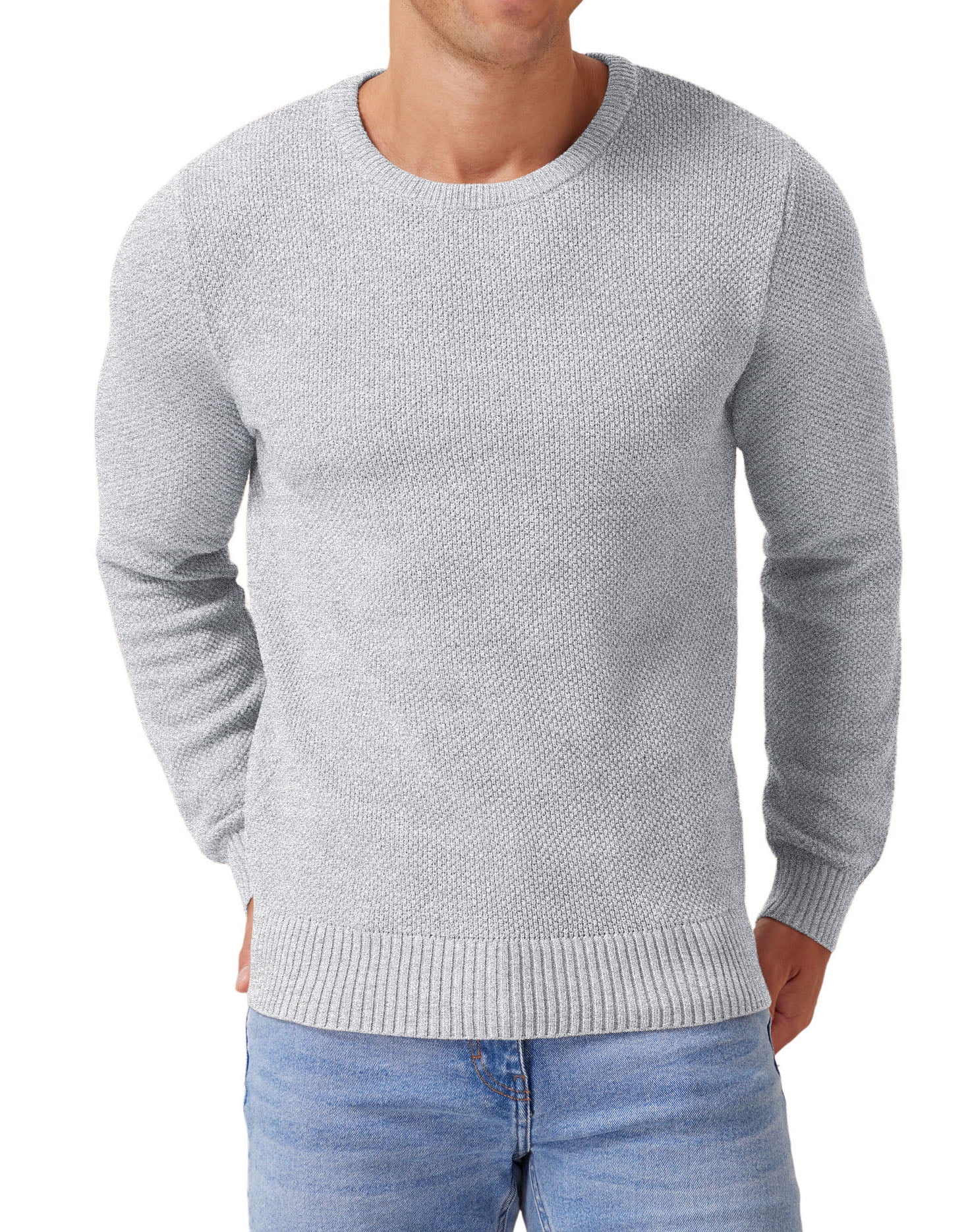 Iceglad Men's Crewneck Sweater Soft Casual Classic Pullover Knitwear ...