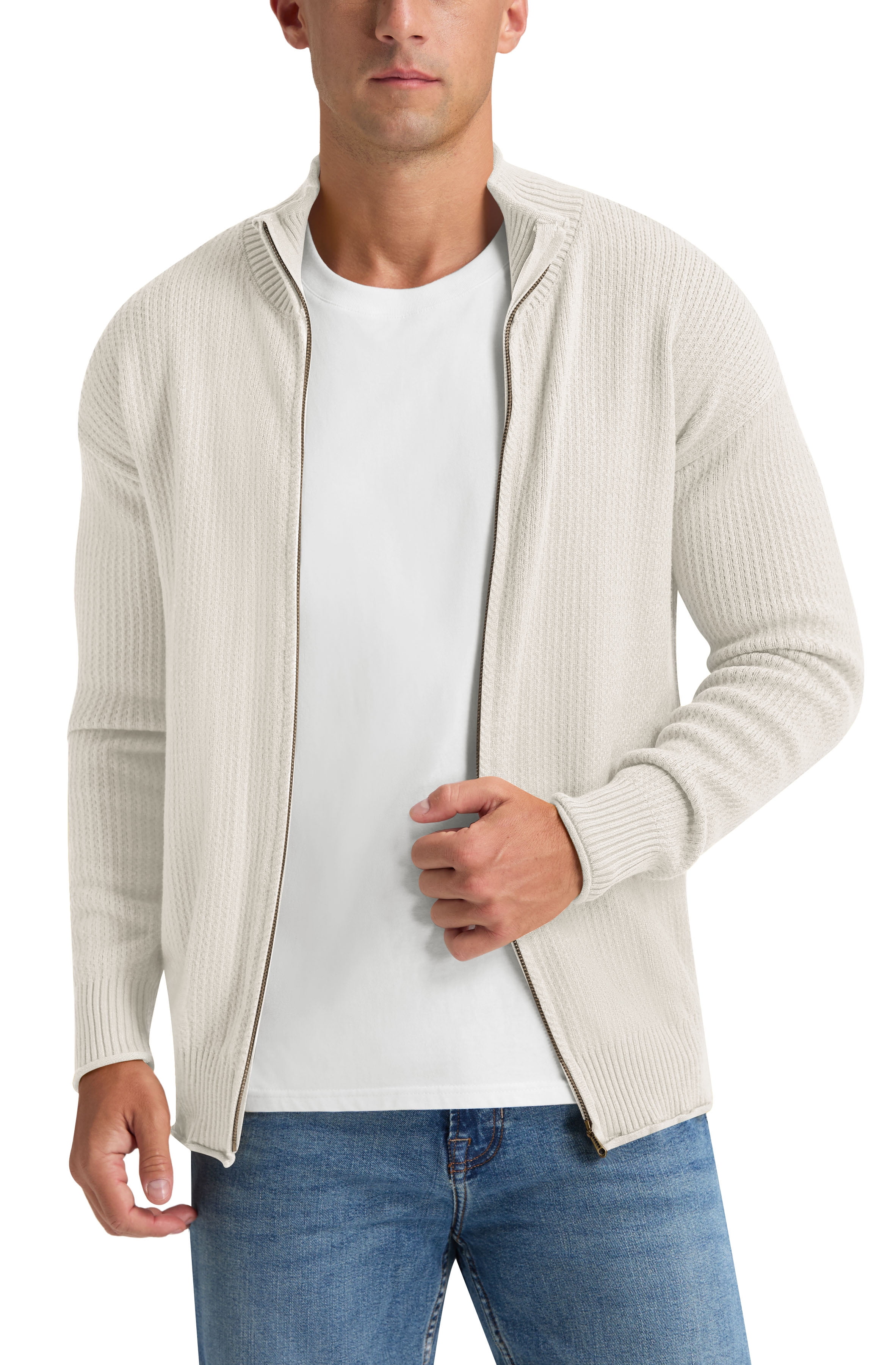 Iceglad Mens Full Zip Cardigan Sweaters Relax Fit Lapel Collar Raglan ...