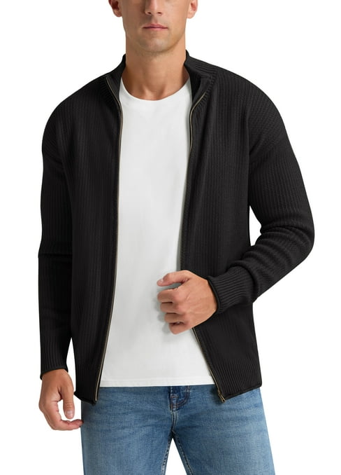 Iceglad Mens Long Sleeve Stand Collar Cardigan Sweaters Button Down ...
