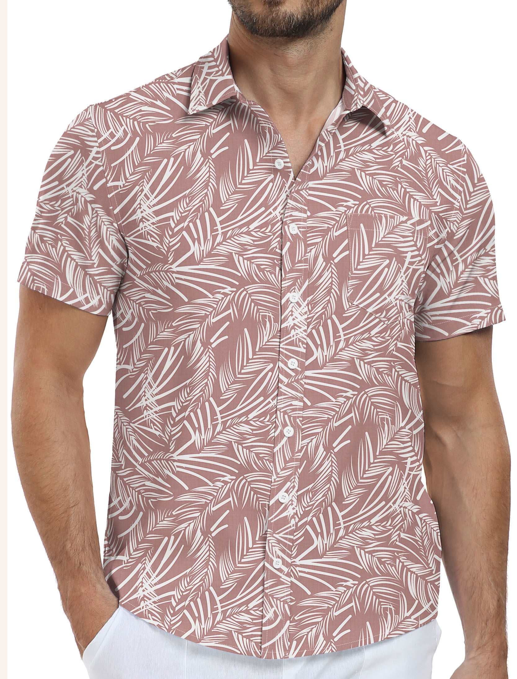 Iceglad Men's Hawaiian Shirt Short Sleeve Casual Button Down Shirt for ...