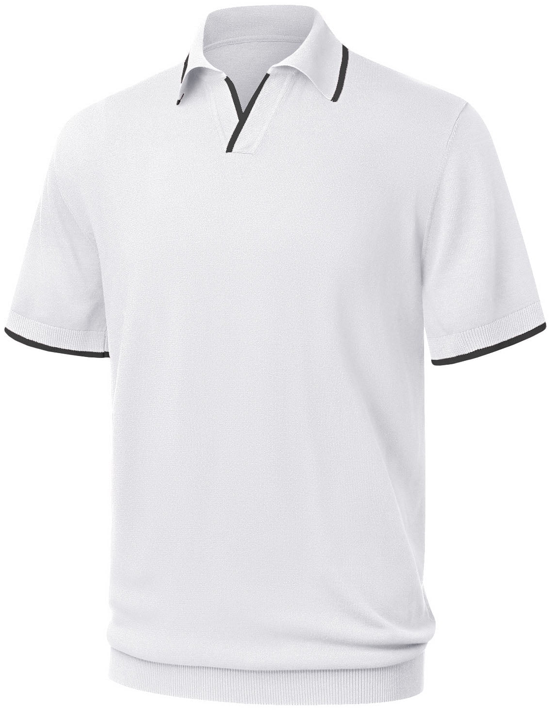 Iceglad Men's Knit Polo Shirts Cotton Short Sleeve Casual Collared ...