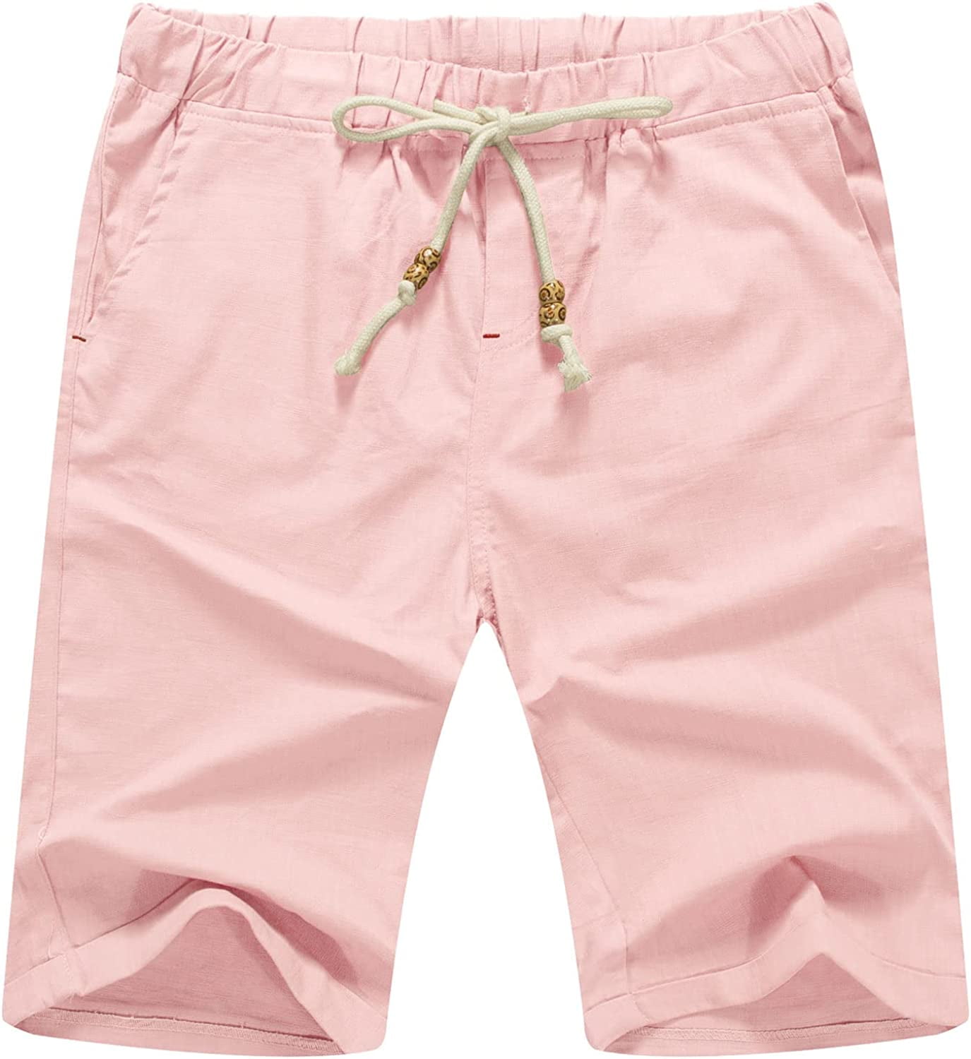 Iceglad Men's Linen Cotton Drawstring Shorts, Classic Fit, Summer ...