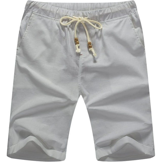 Iceglad Men's Linen Classic Fit Short, Drawstring, 60% Cotton, 35% ...